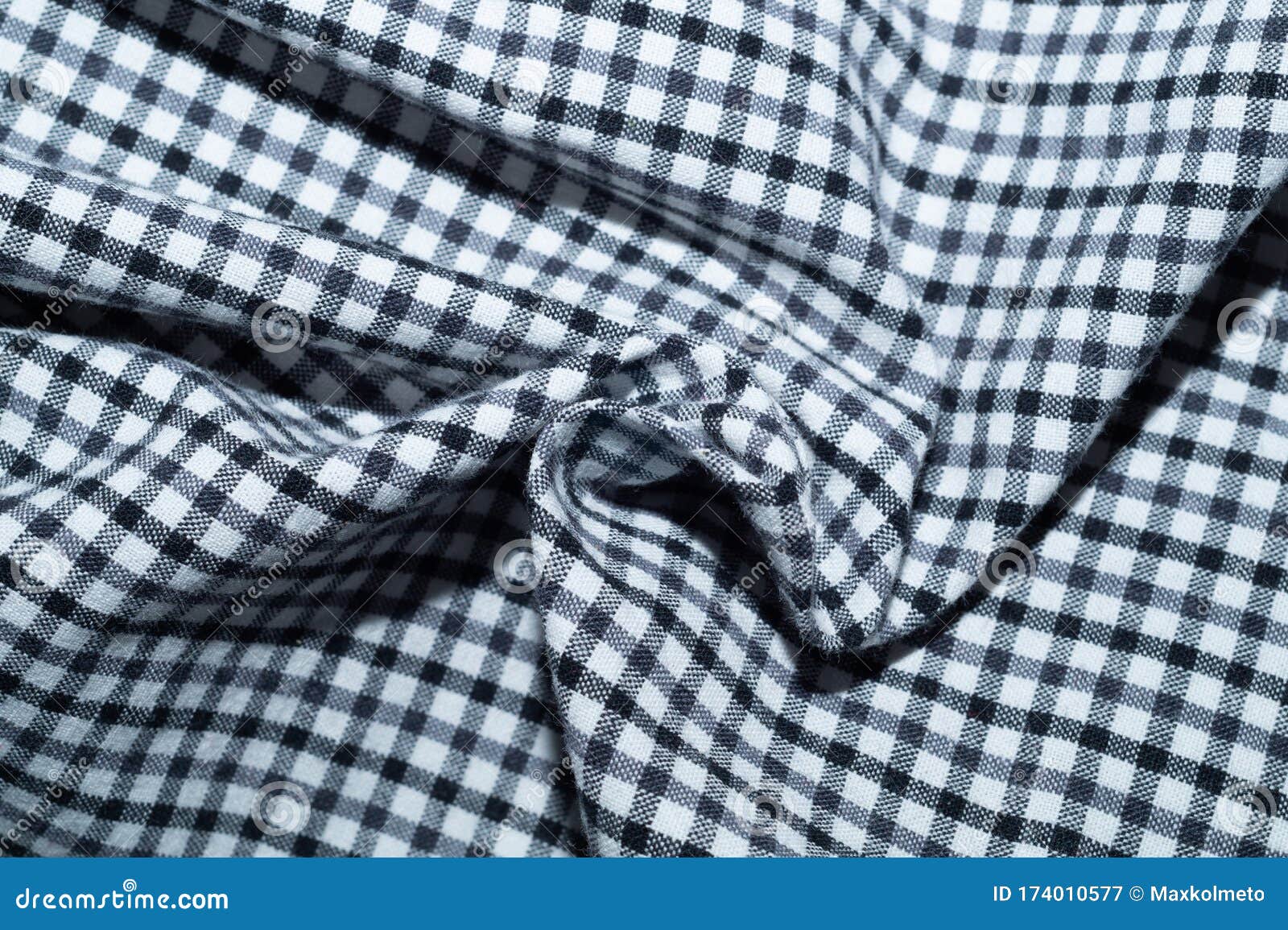 Squared Pattern. Black and White Checkered Fabric Close Up. Geometric ...