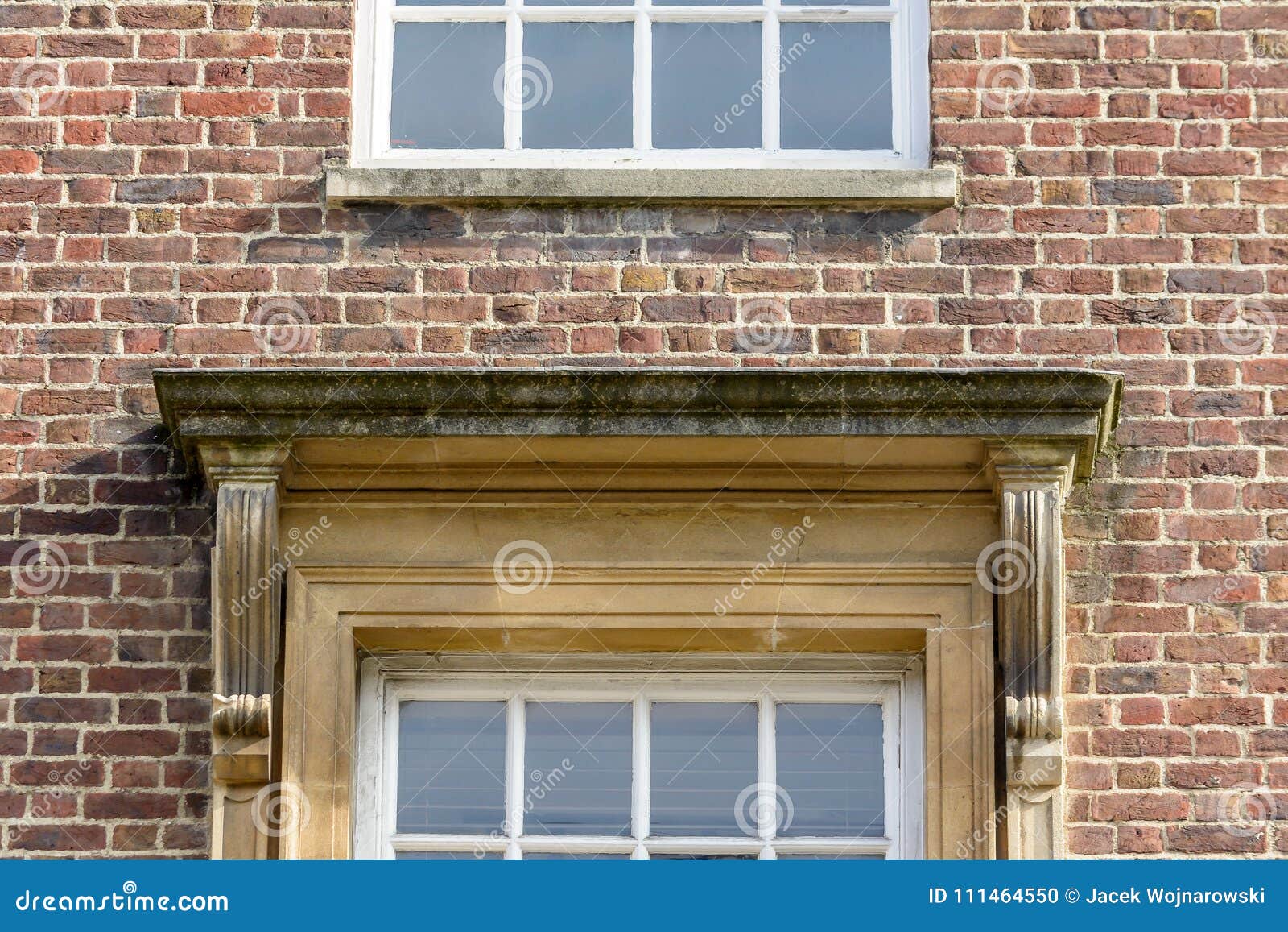 Squared Pediment Above Window in Brick Wall Stock Photo - Image of ...