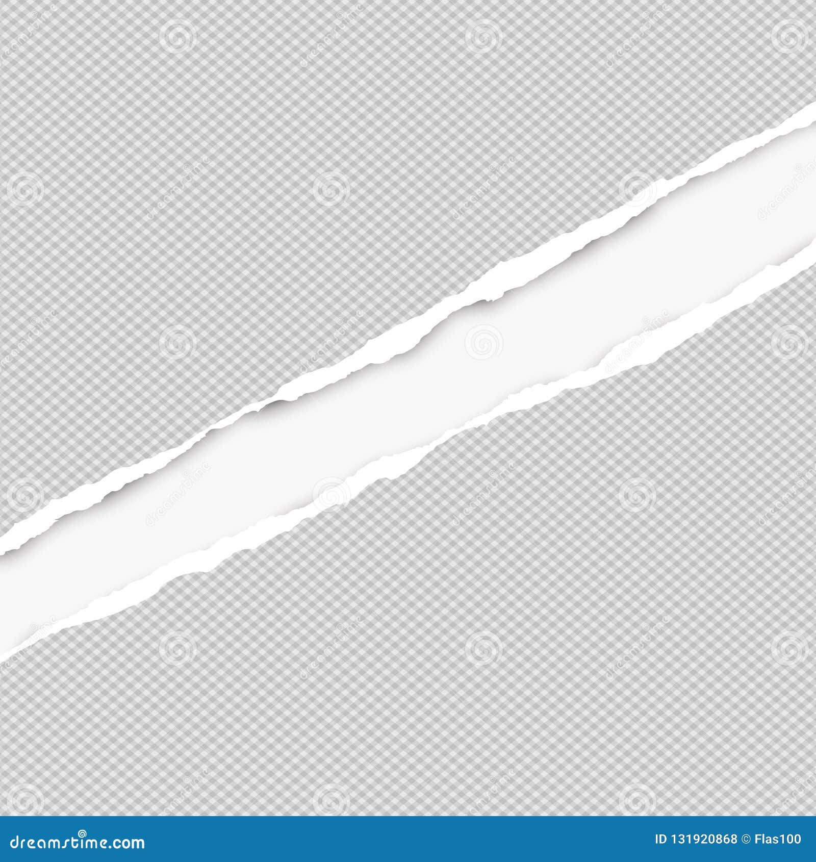Ripped Diagonal Long Hole In Sheet Of White Paper. Transparent ...