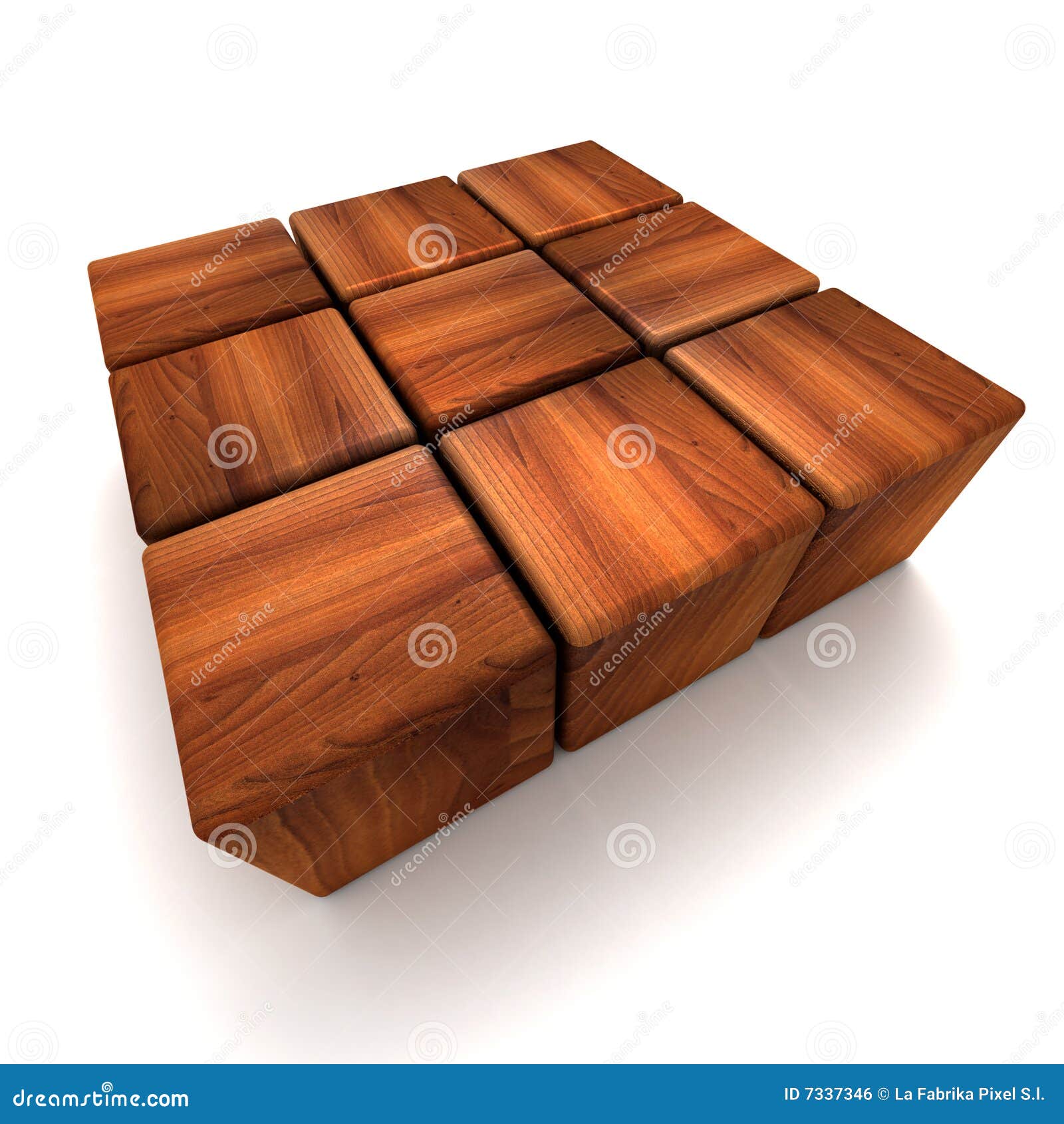Squared Shape Made of Wooden Blocks Stock Illustration - Illustration ...