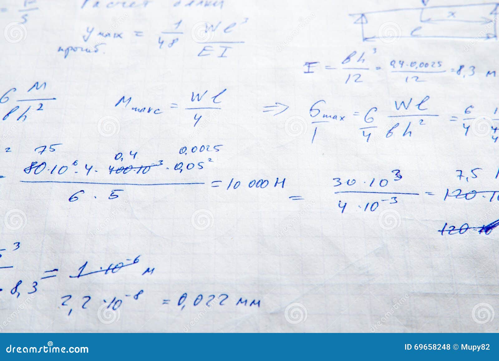 Squared Sheet of Paper Filled with Formulas Stock Photo - Image of ...