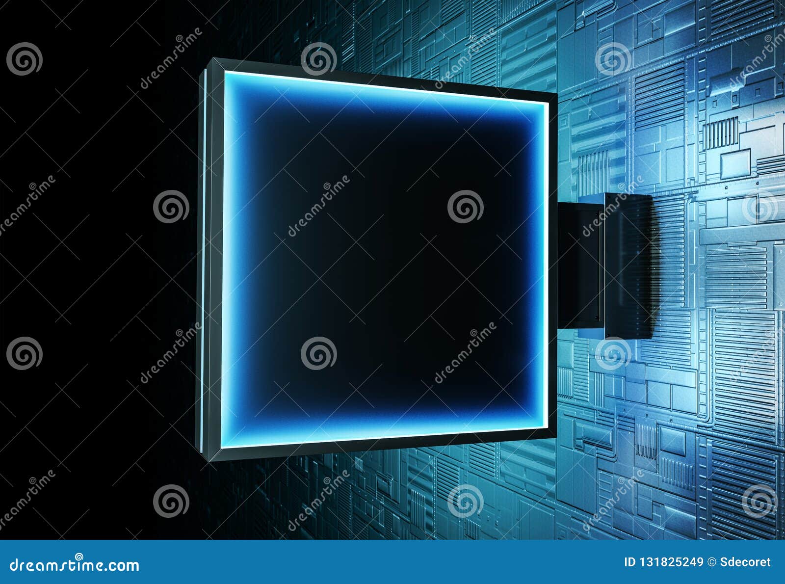 Squared Tech Store Sign Mockupl 3D Rendering Stock Illustration ...