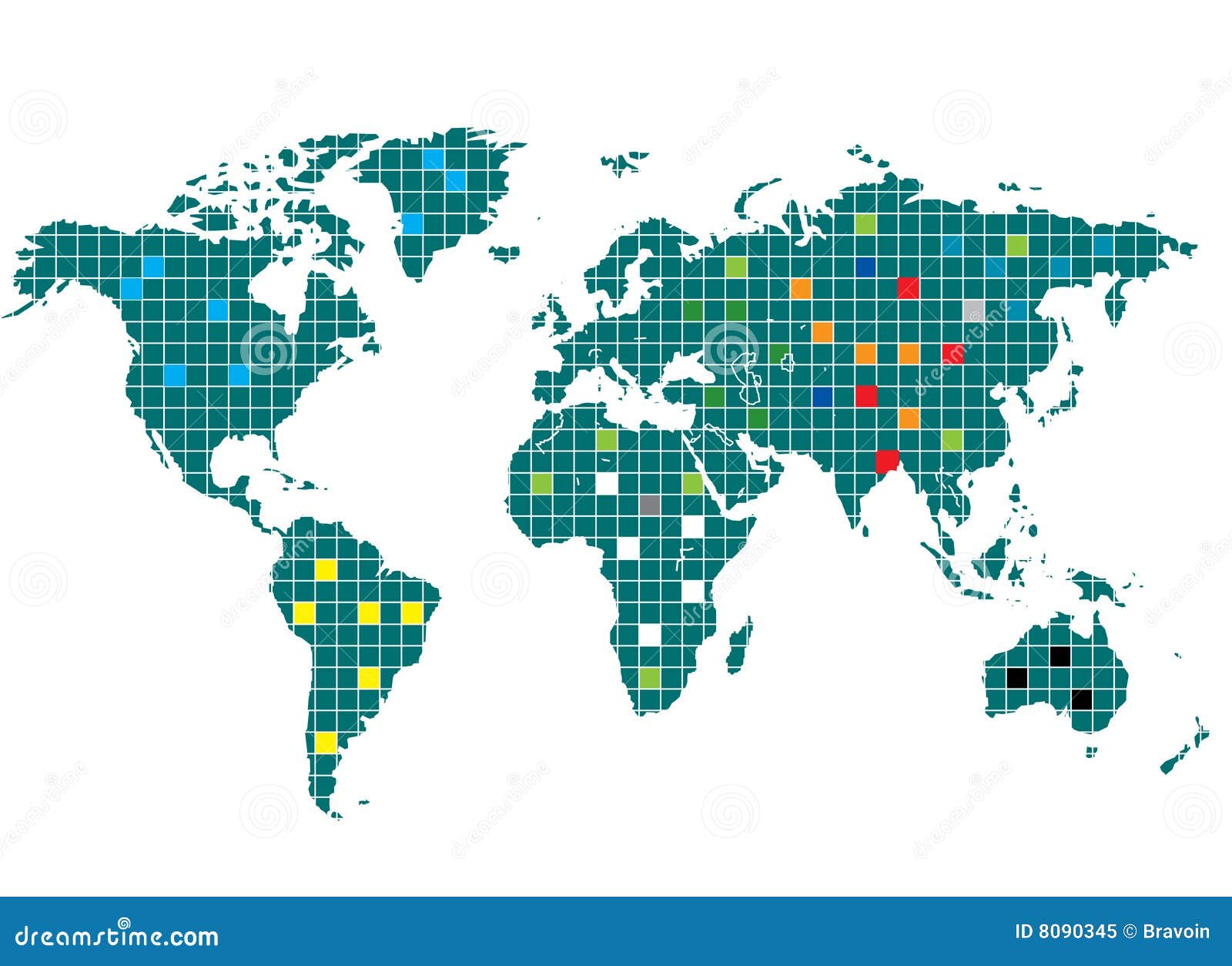 Squared world map stock vector. Illustration of america - 8090345