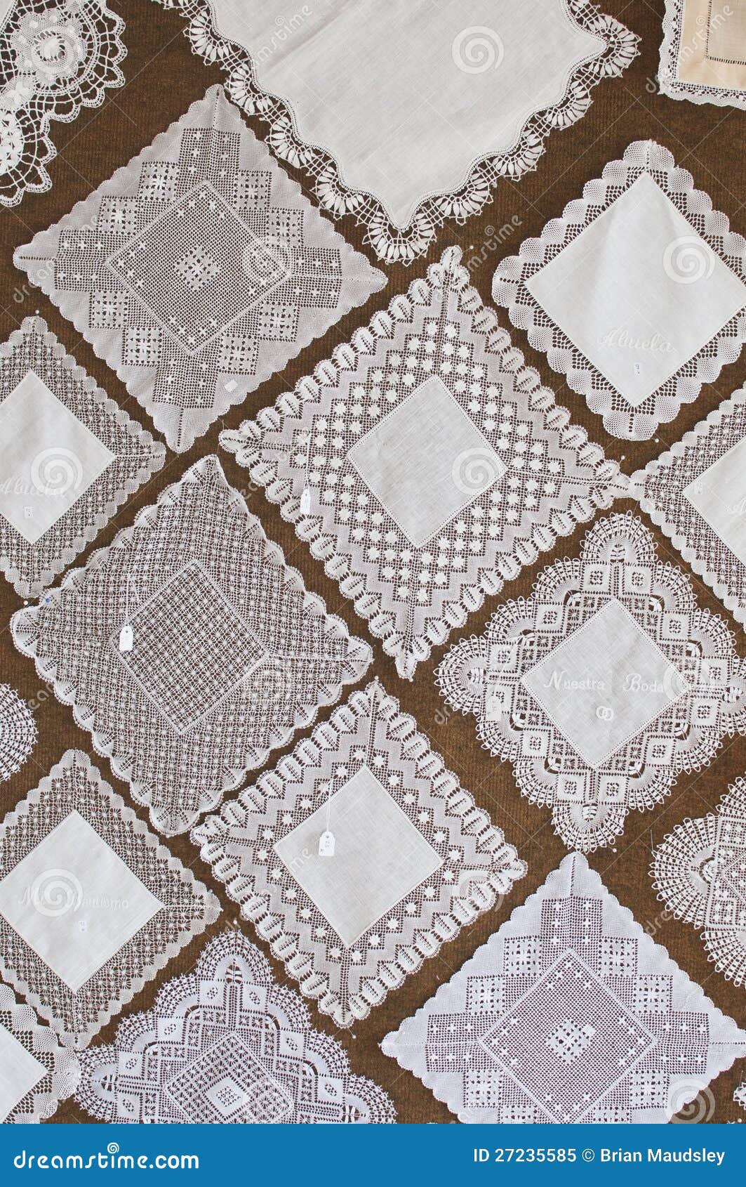 Squares of Beautiful Hand Made Lace. Stock Image - Image of macro ...