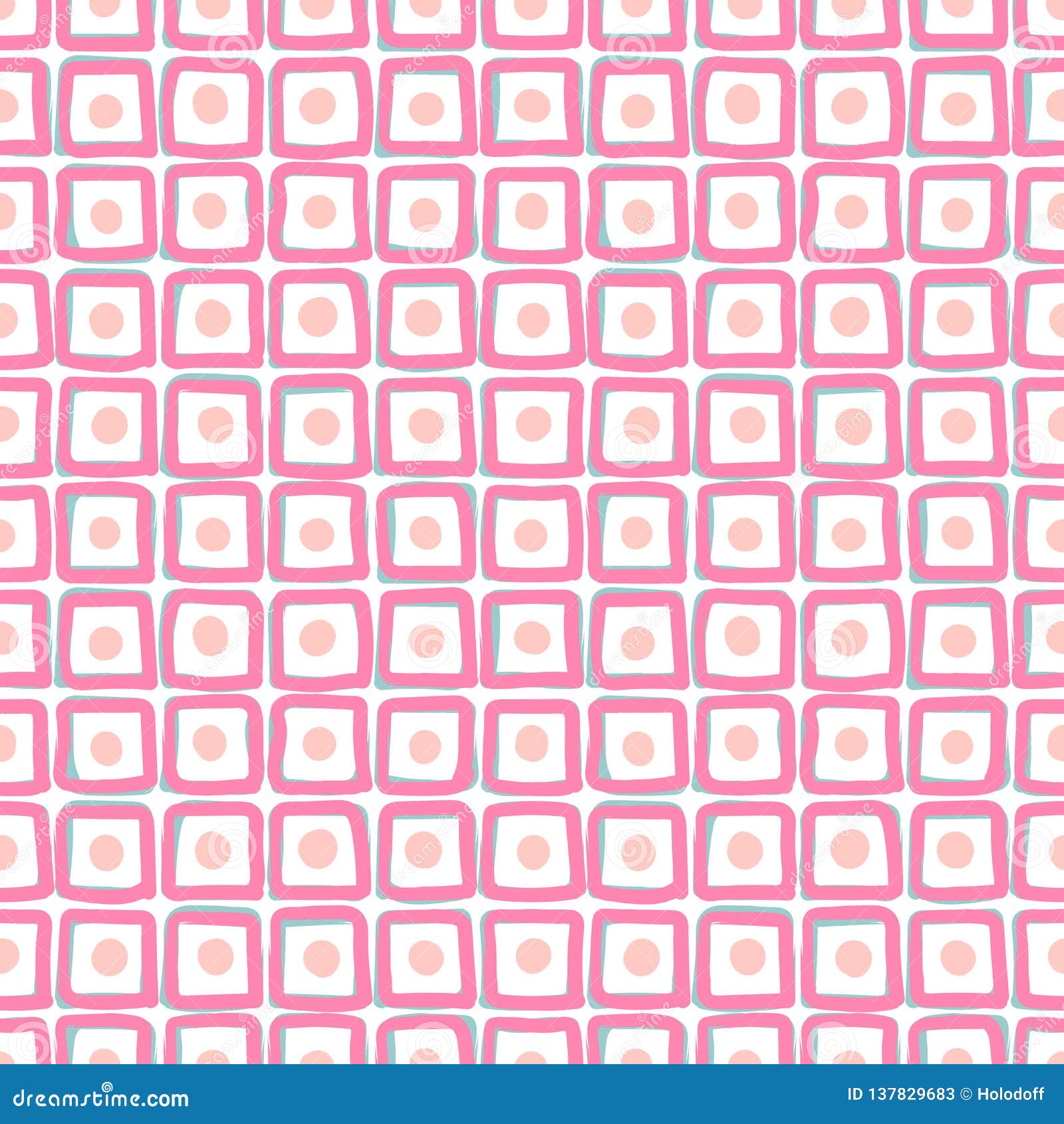 Squares with Circles - Calm Seamless Pattern. Stock Illustration ...