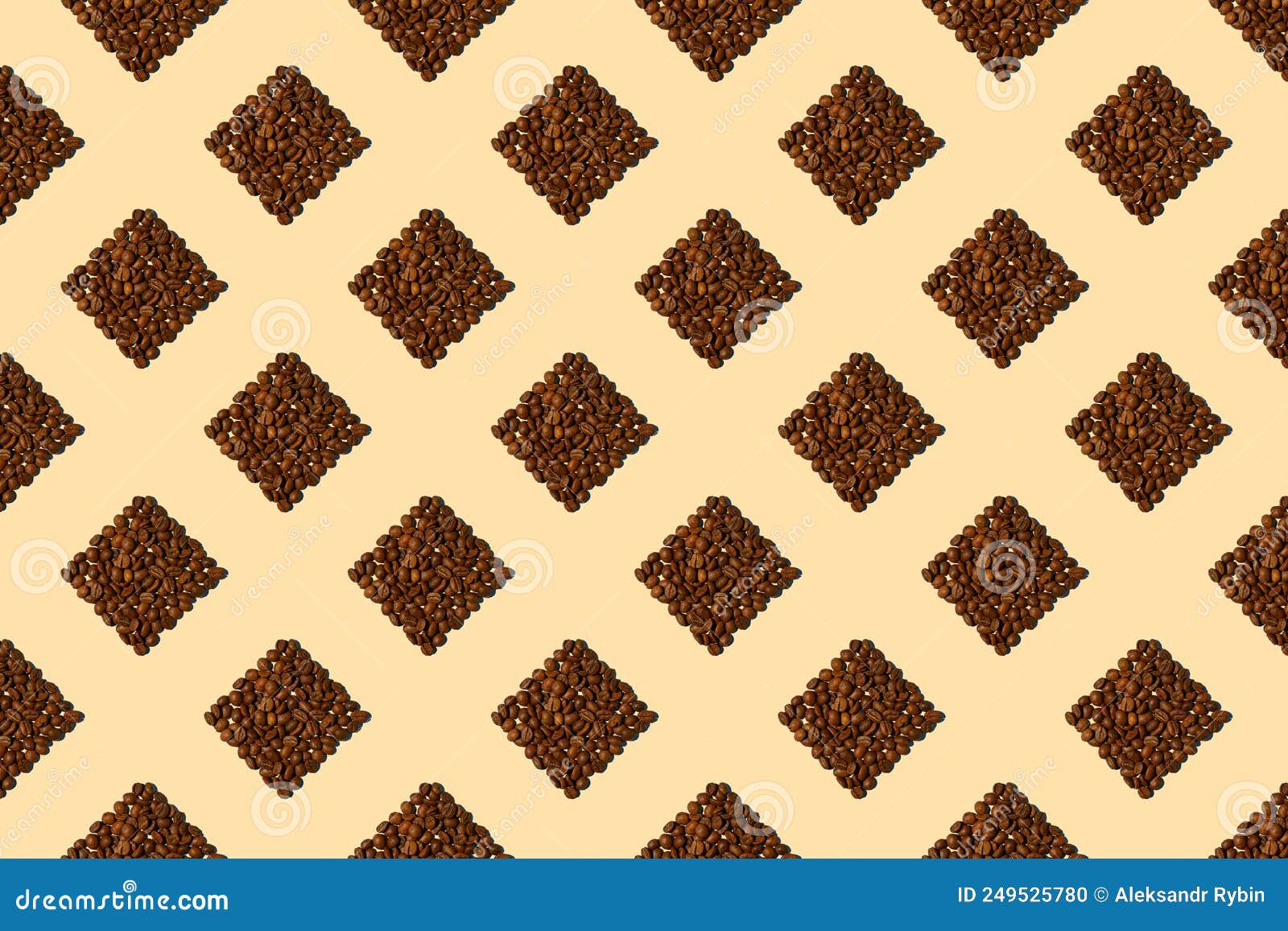 Squares from Coffee Grains on Light Yellow Background. a Seamless ...