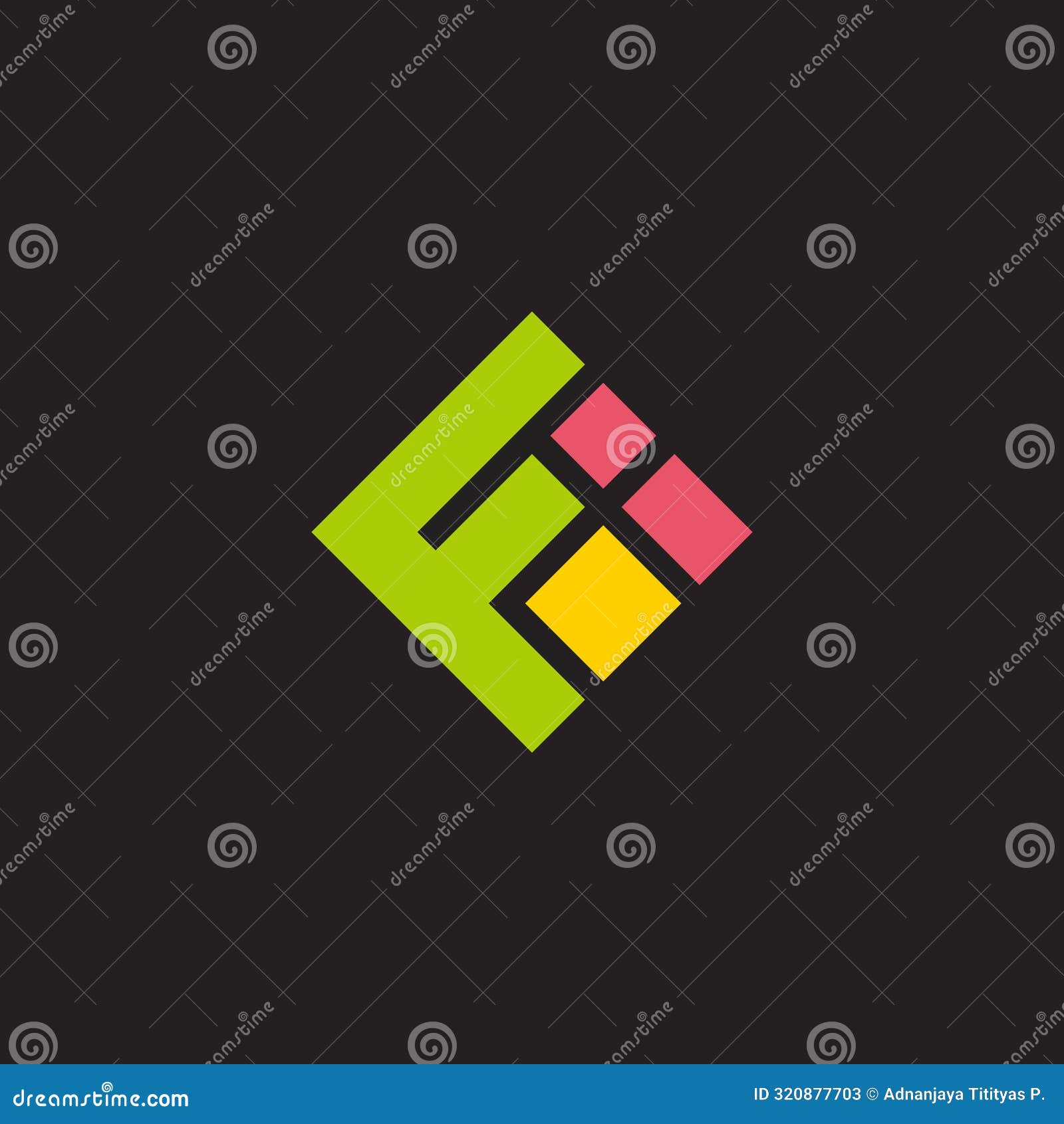 Squares Colorful Letters Fi Geometric Logo Vector Stock Vector ...