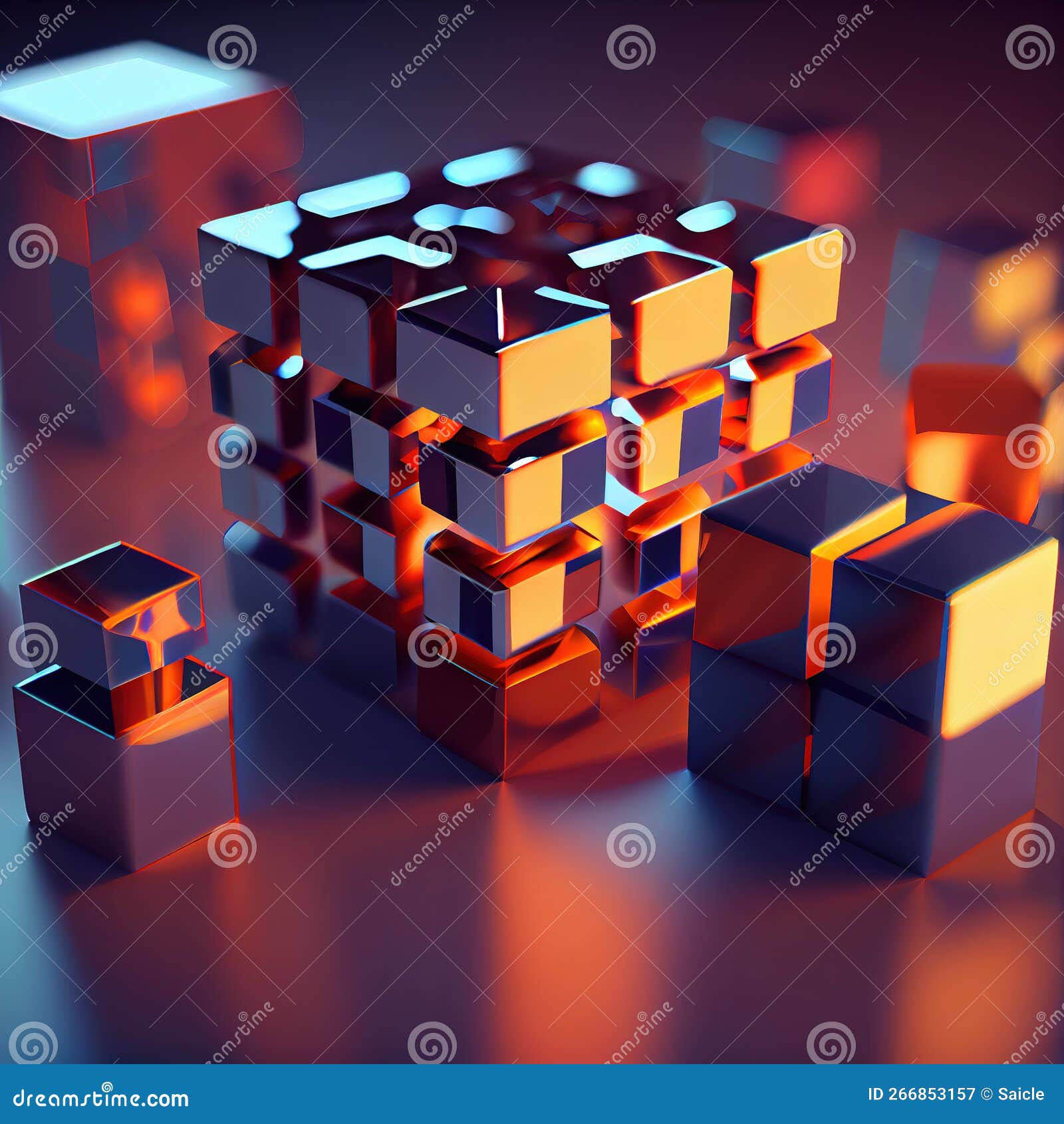 Squares Cubes Geometry Pattern Abstract Background. Generative AI Stock ...