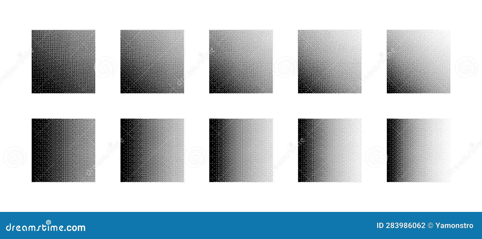 Squares with Different Density of Bitmap Dither Gradient Isolated on ...