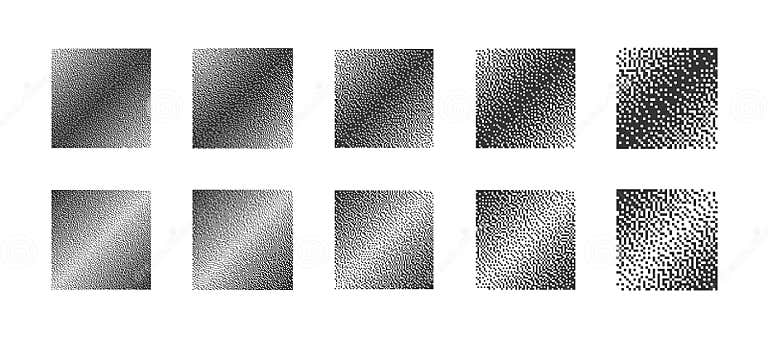 Squares with Different Resolution of Bitmap Dither Tilted Gradient Vector Set Stock Illustration ...