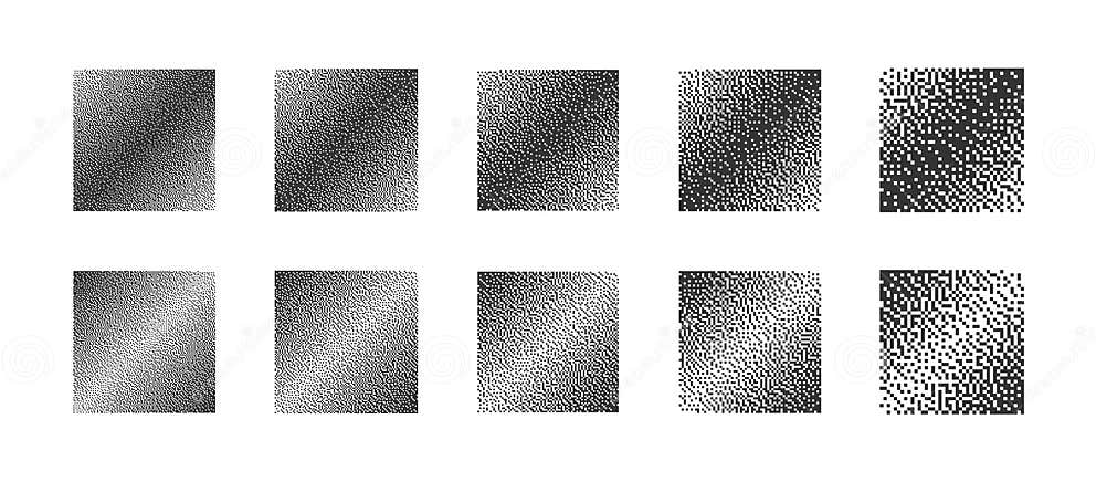 Squares with Different Resolution of Bitmap Dither Tilted Gradient Vector Set Stock Illustration ...
