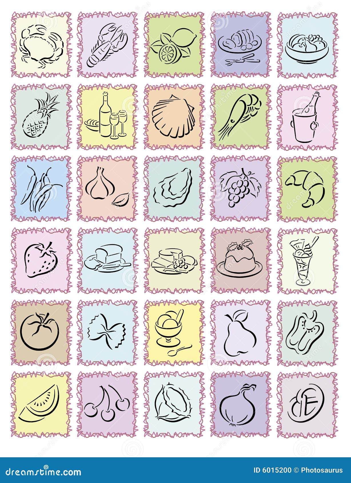 Squares with food symbols stock illustration. Illustration of concept ...