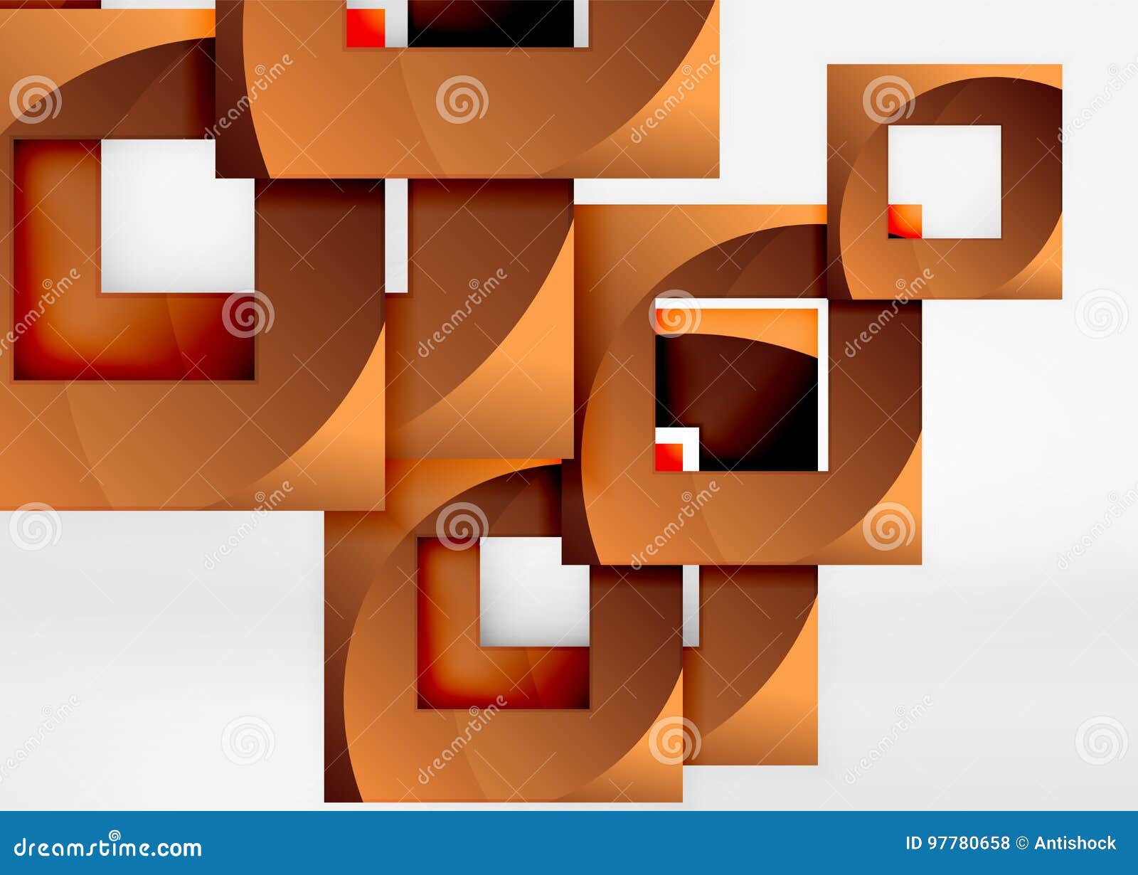 Squares Geometric Object in Light 3d Space, Abstract Background Stock ...