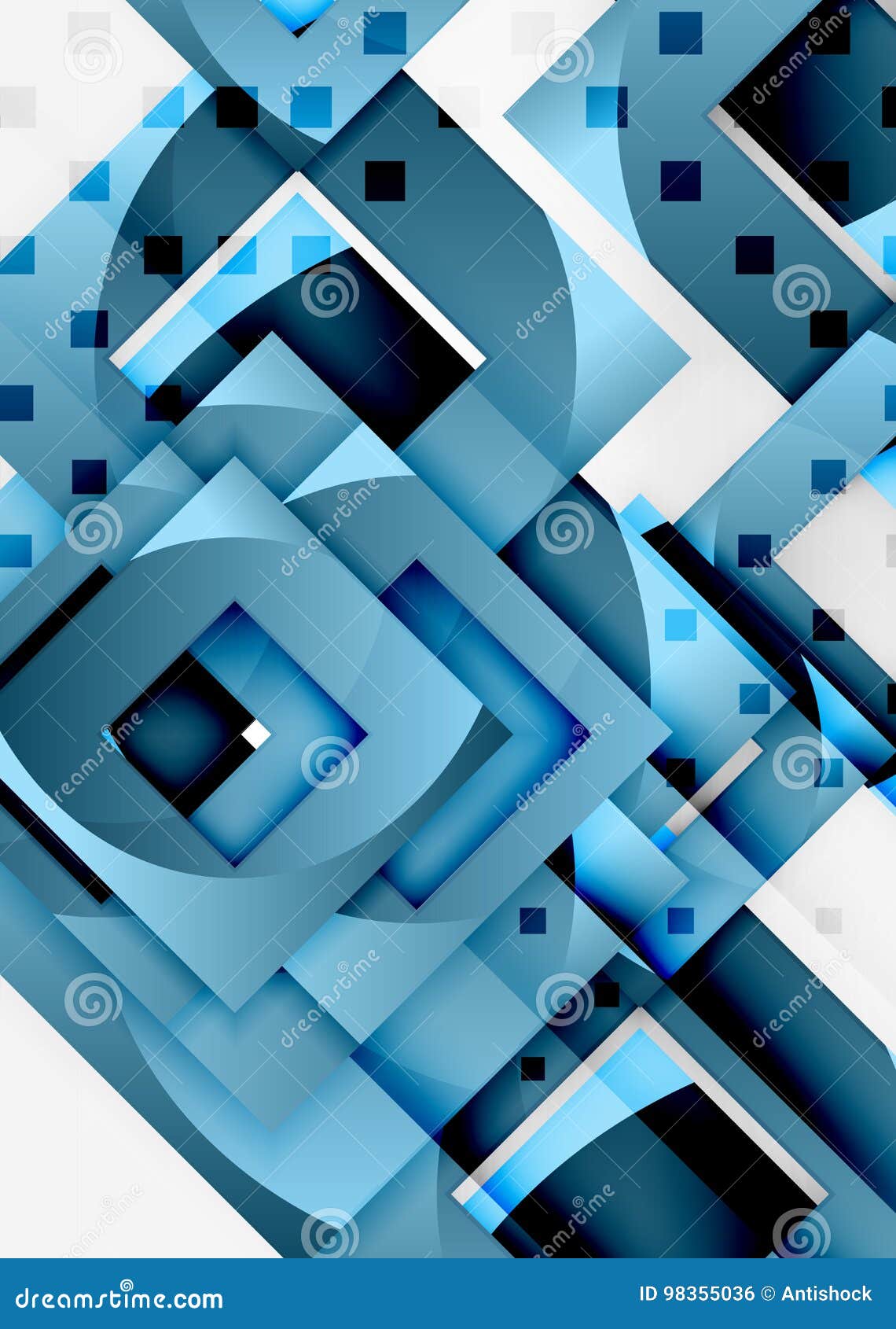 Squares Geometric Object in Light 3d Space, Abstract Background Stock ...