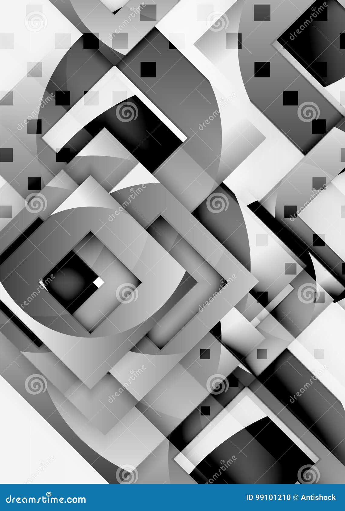 Squares Geometric Object in Light 3d Space, Abstract Background Stock ...