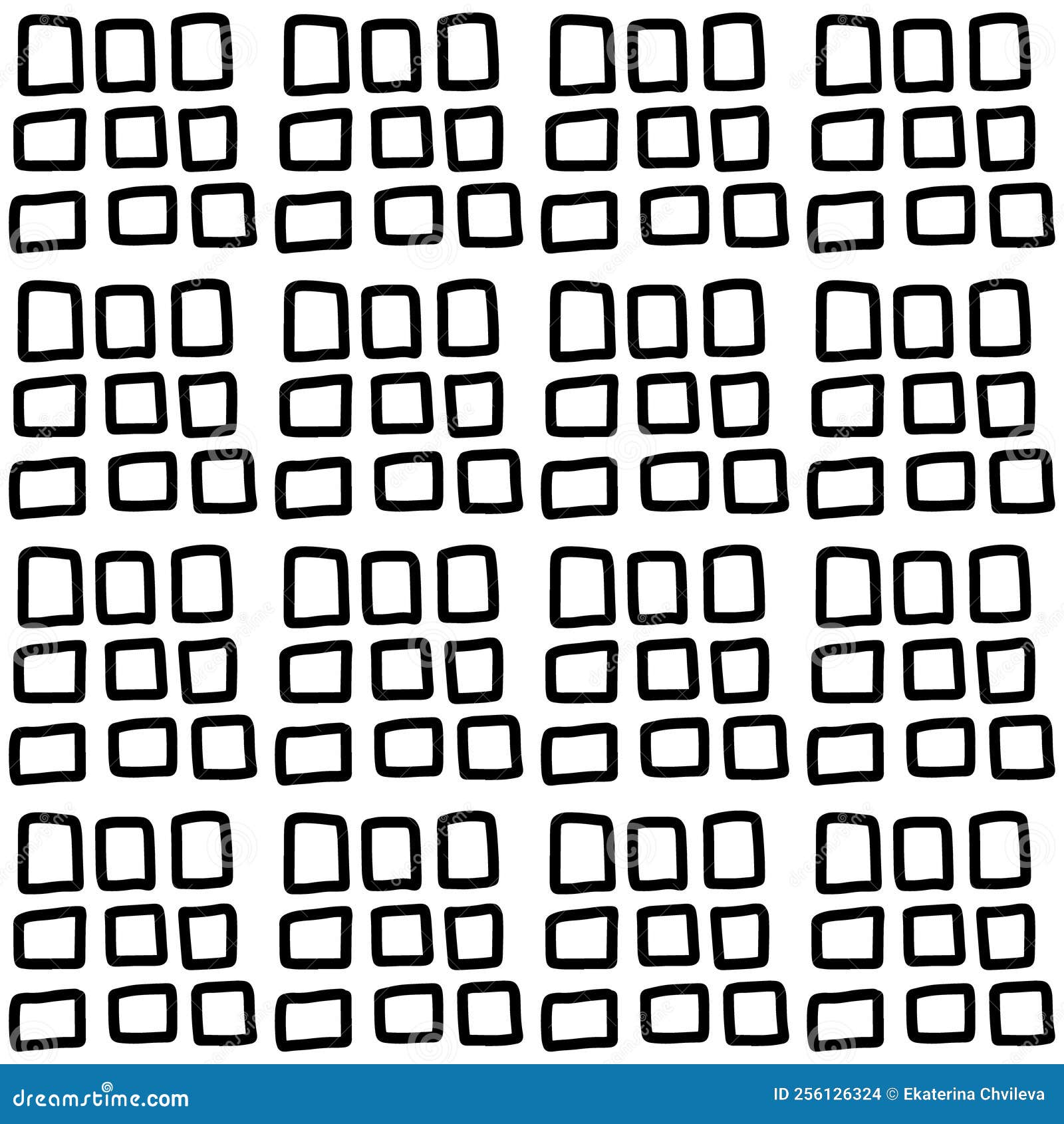 Squares Hand Drawn Seamless Pattern Black White Contrast Stock Vector ...