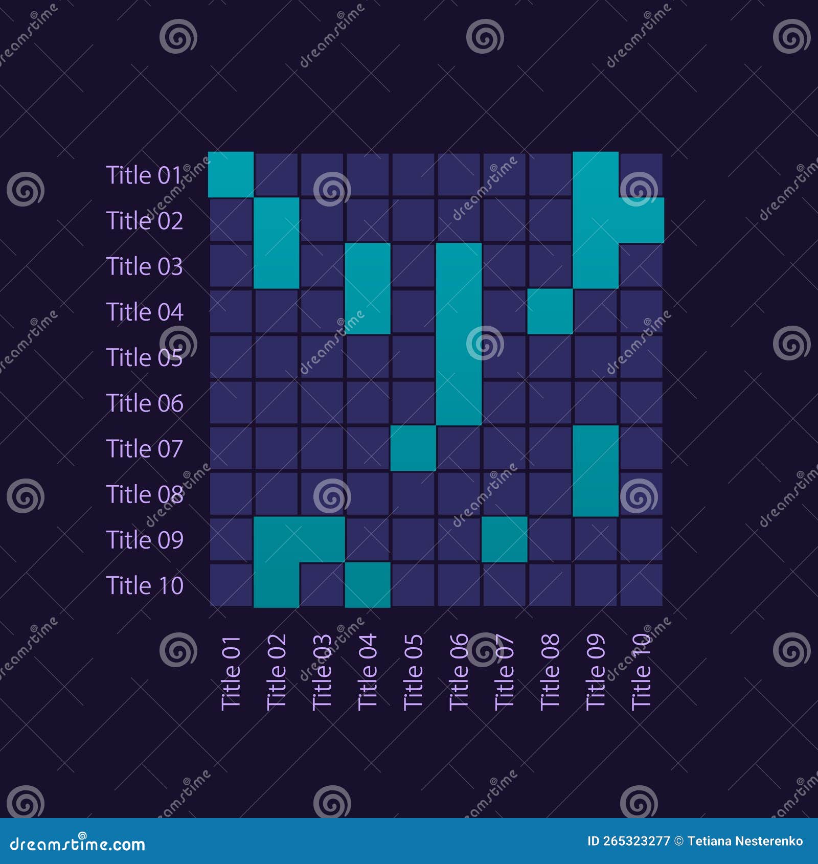 Squares Infographic Chart Design Template for Dark Theme Stock Vector ...
