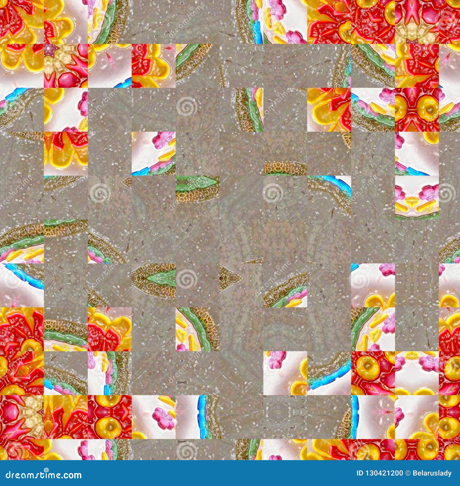 Squares Mosaic Card with Rainbow Frame Stock Illustration ...