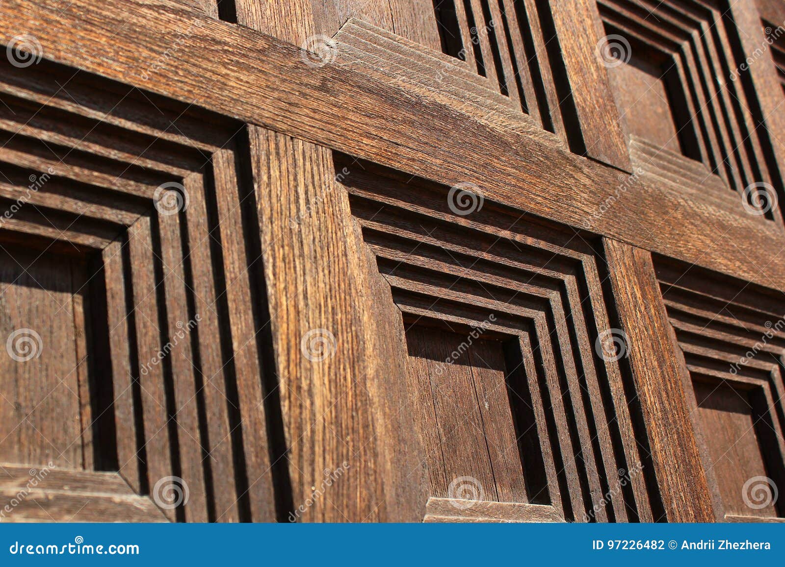 Squares Pattern on Old Wooden Door, Closeup Image Stock Photo - Image ...