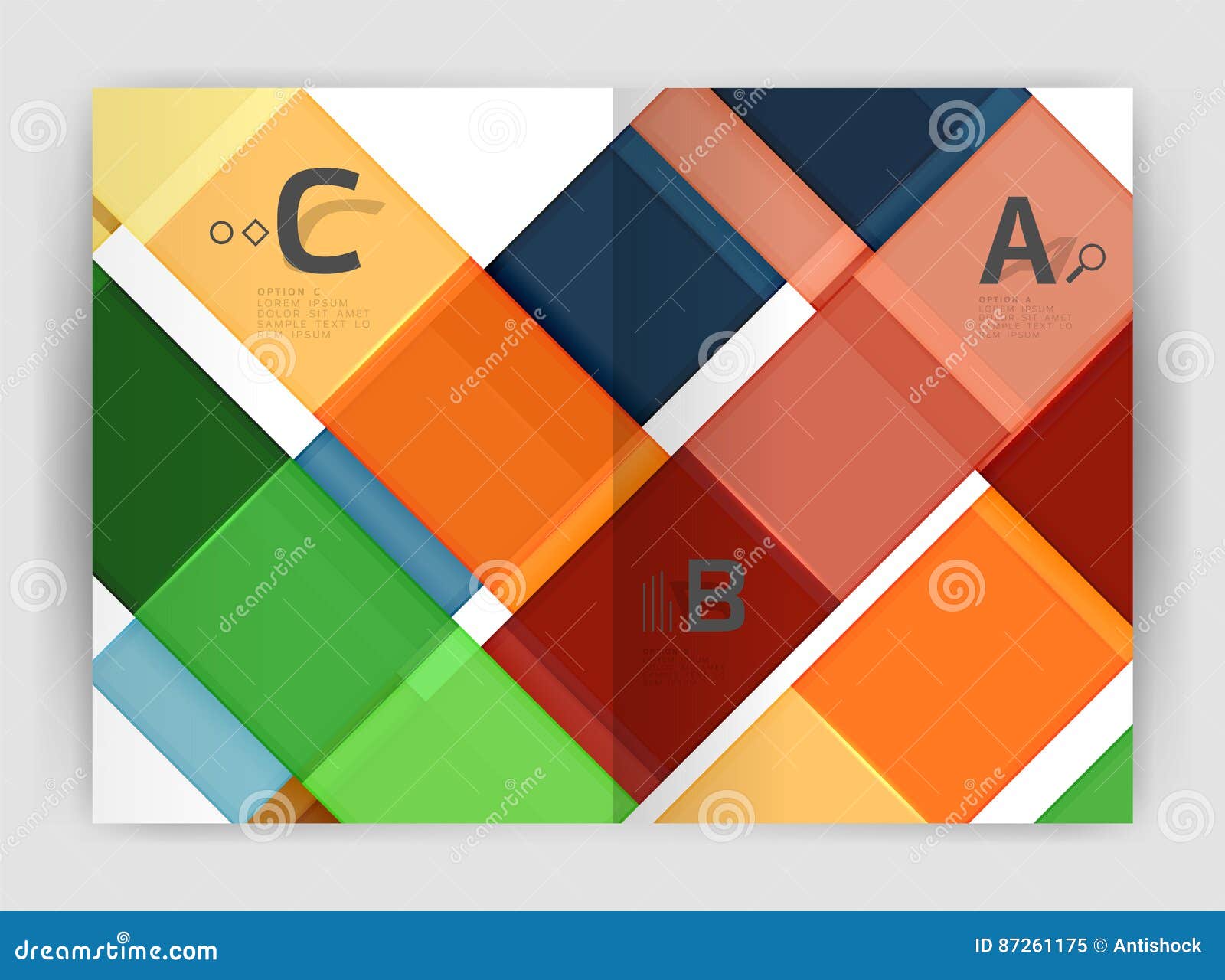 Squares and Rectangles A4 Brochure Template Stock Illustration ...