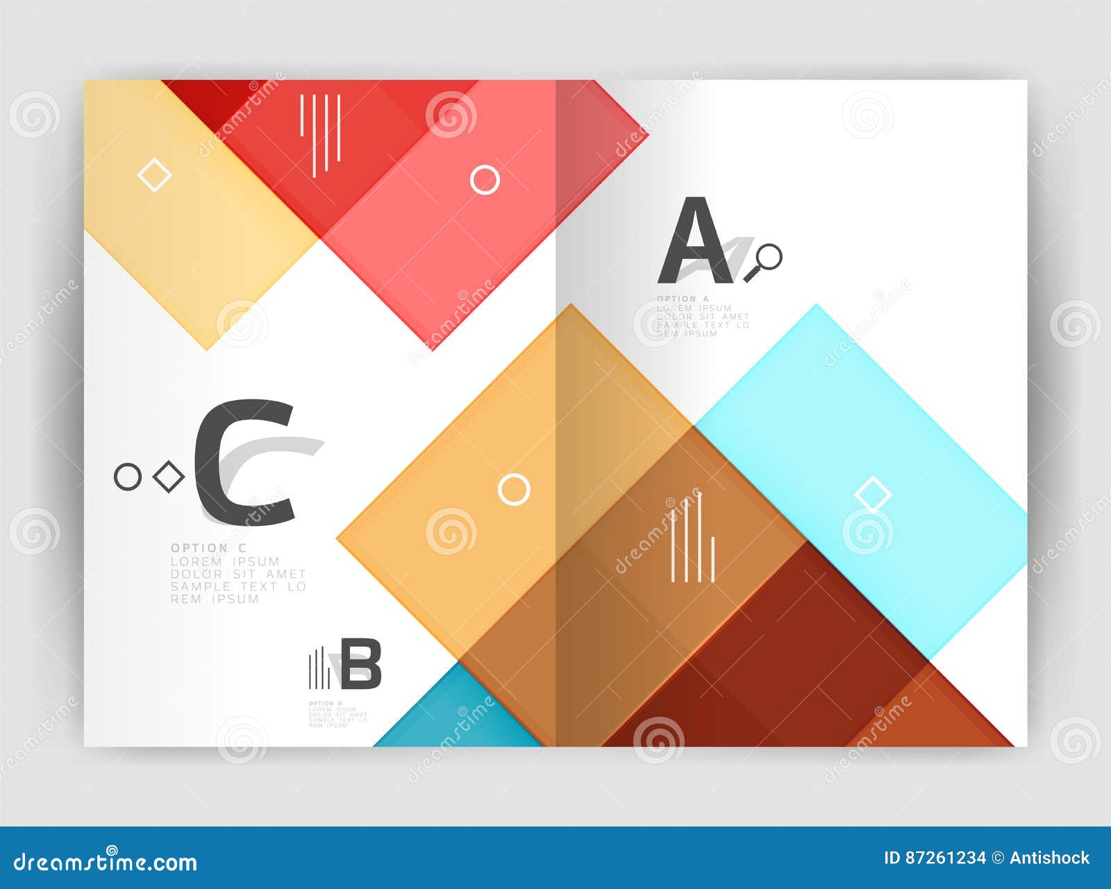 Squares and Rectangles A4 Brochure Template Stock Illustration ...