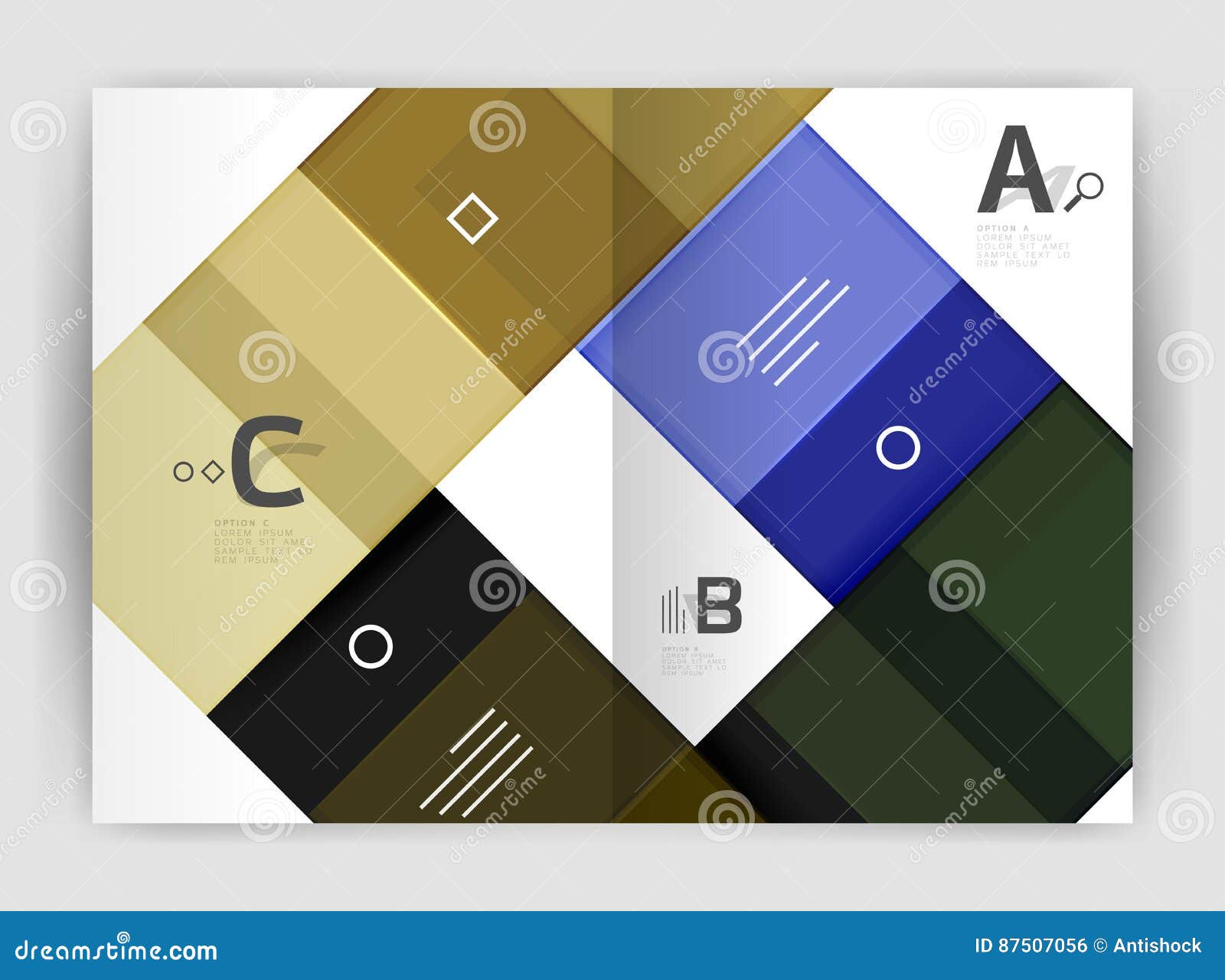 Squares and Rectangles A4 Brochure Template Stock Vector - Illustration ...