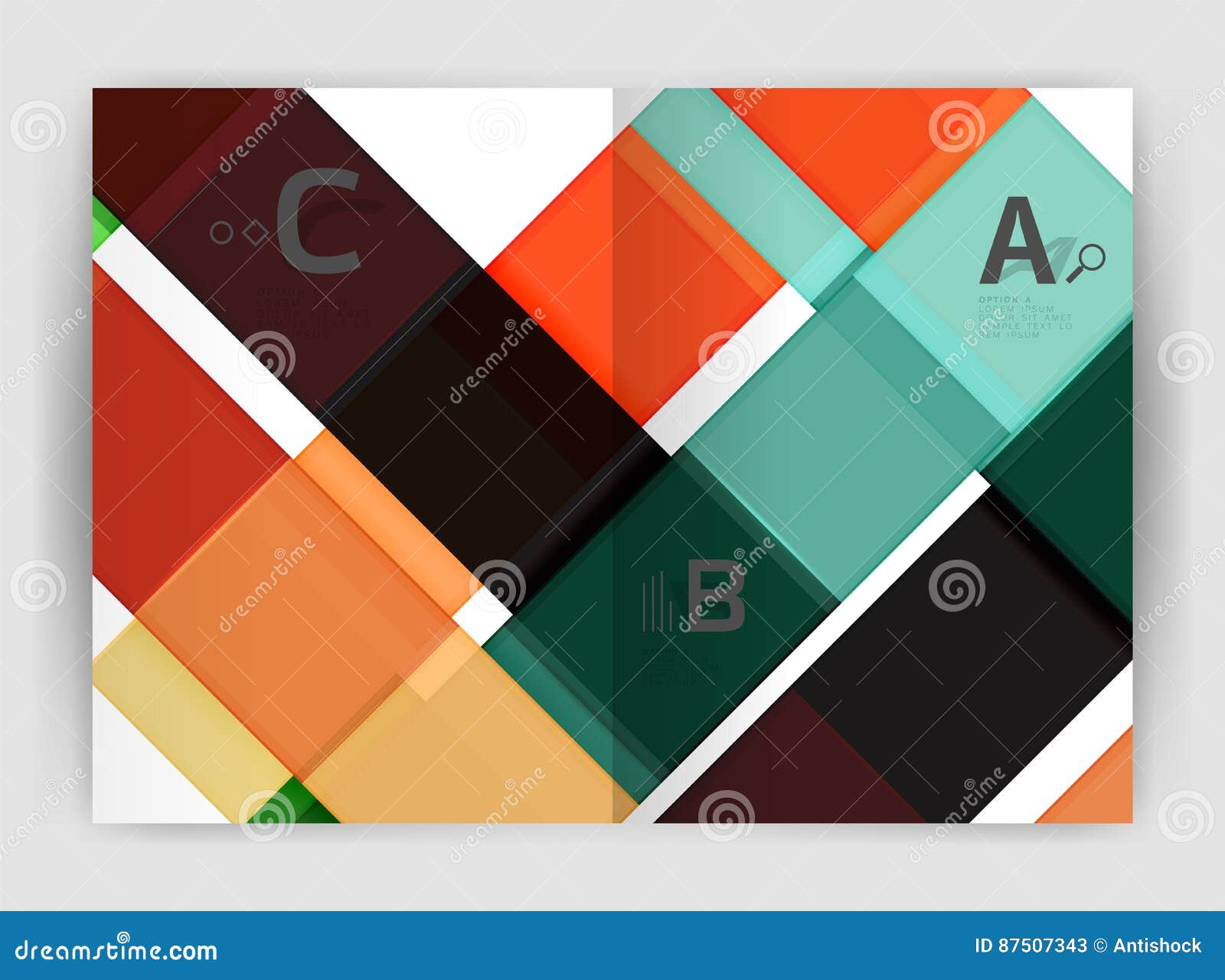 Squares and Rectangles A4 Brochure Template Stock Vector - Illustration ...