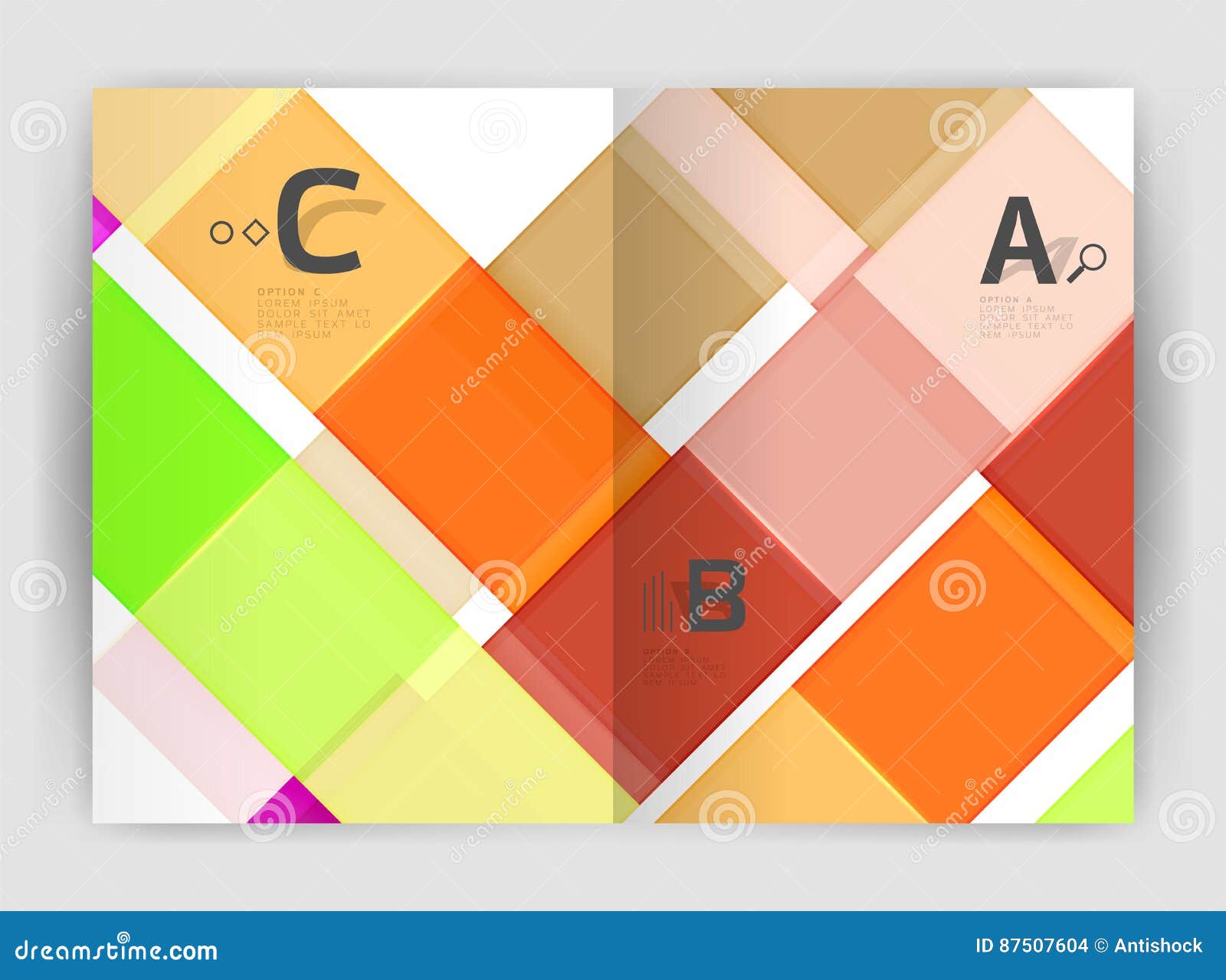 Squares and Rectangles A4 Brochure Template Stock Vector - Illustration ...