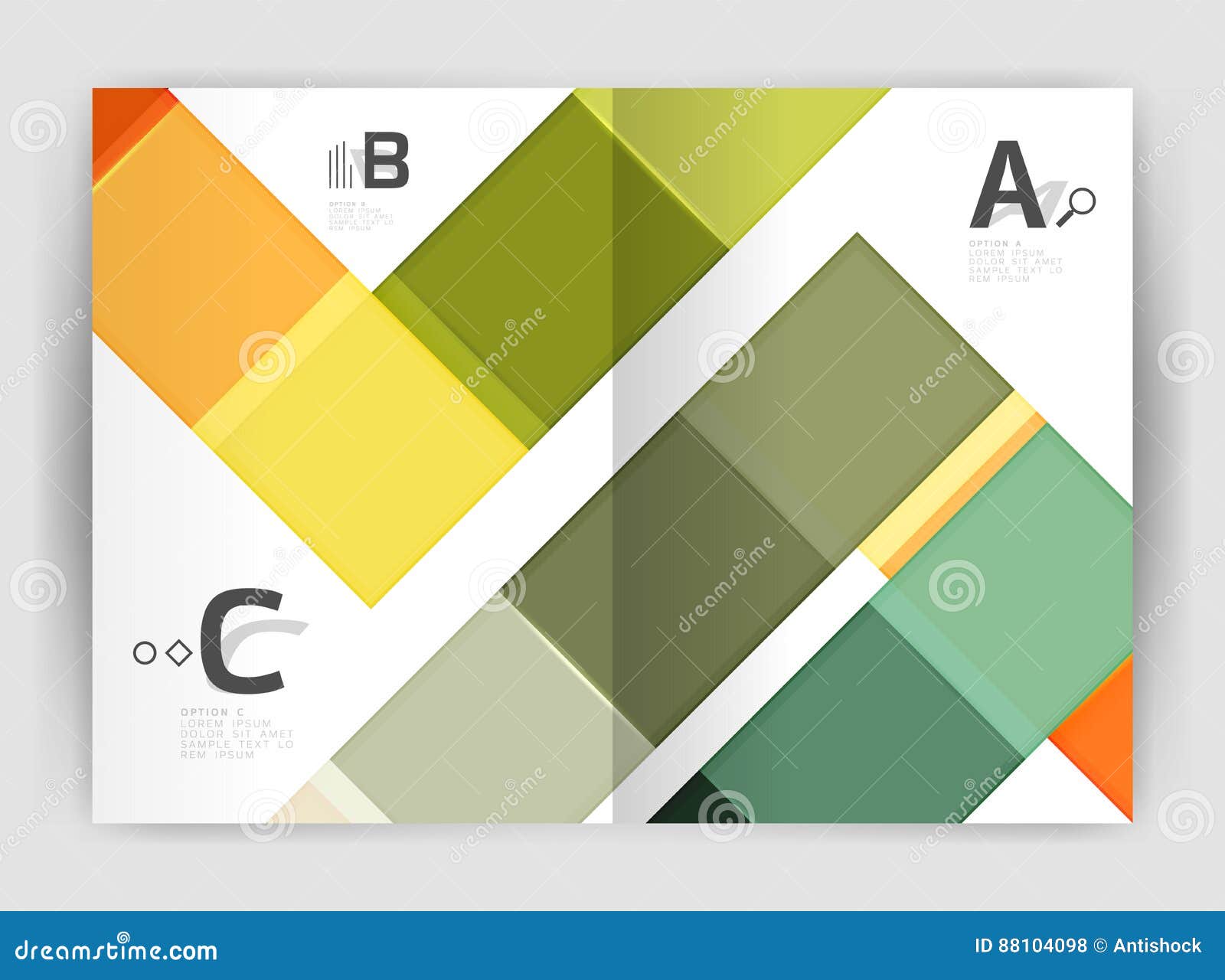 Squares and Rectangles A4 Brochure Template Stock Illustration ...