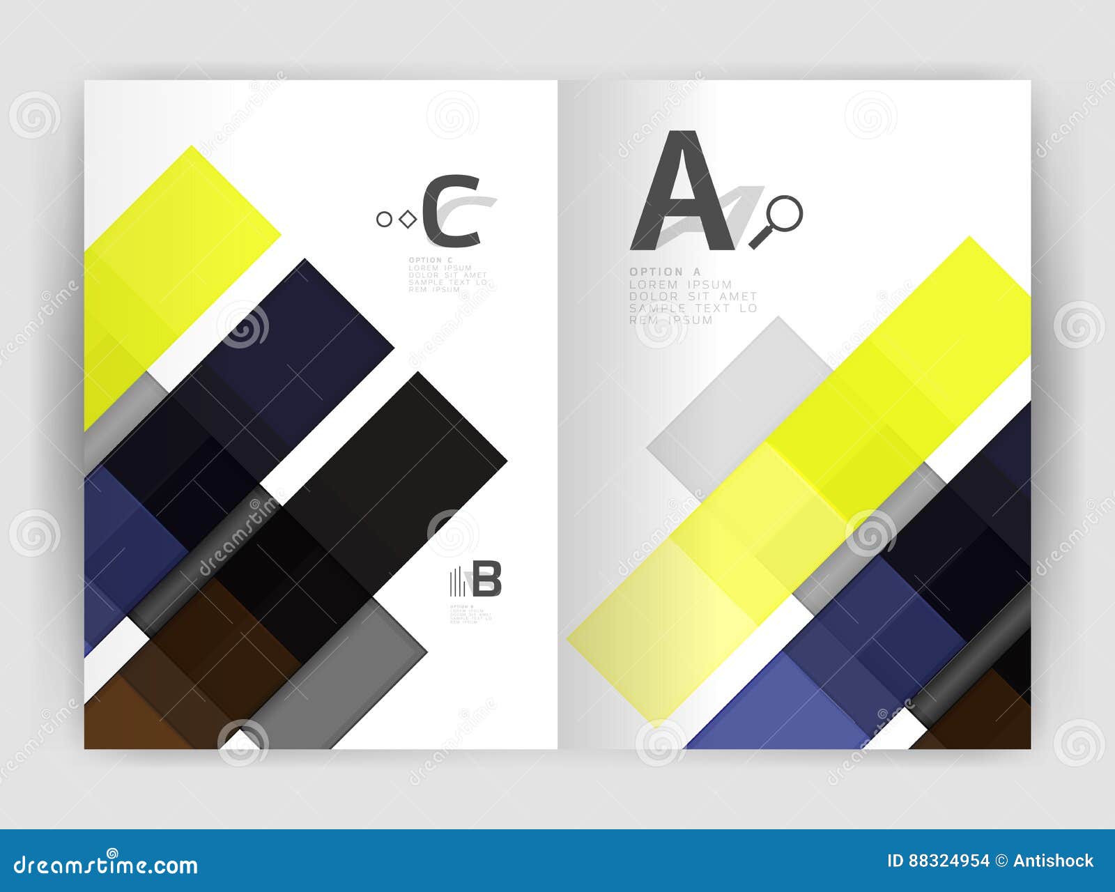 Squares and Rectangles A4 Brochure Template Stock Illustration ...