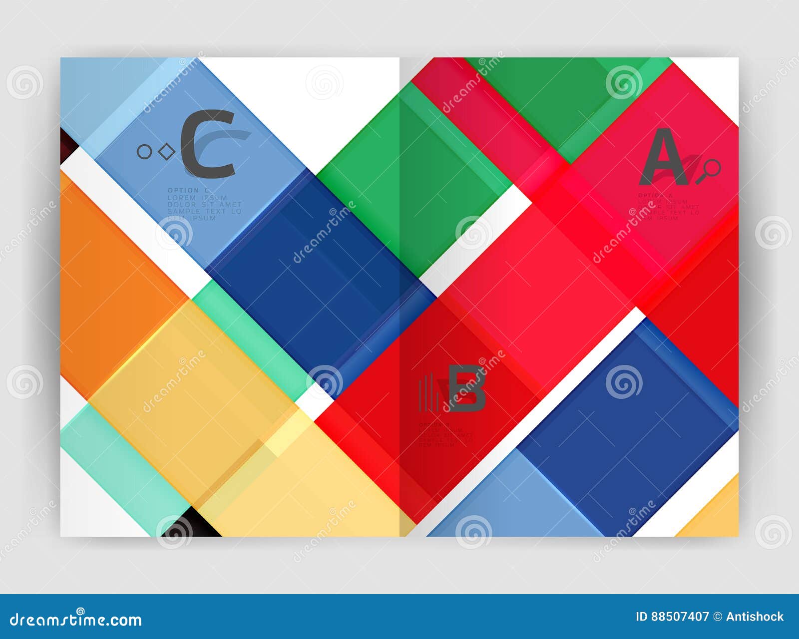 Squares and Rectangles A4 Brochure Template Stock Illustration ...