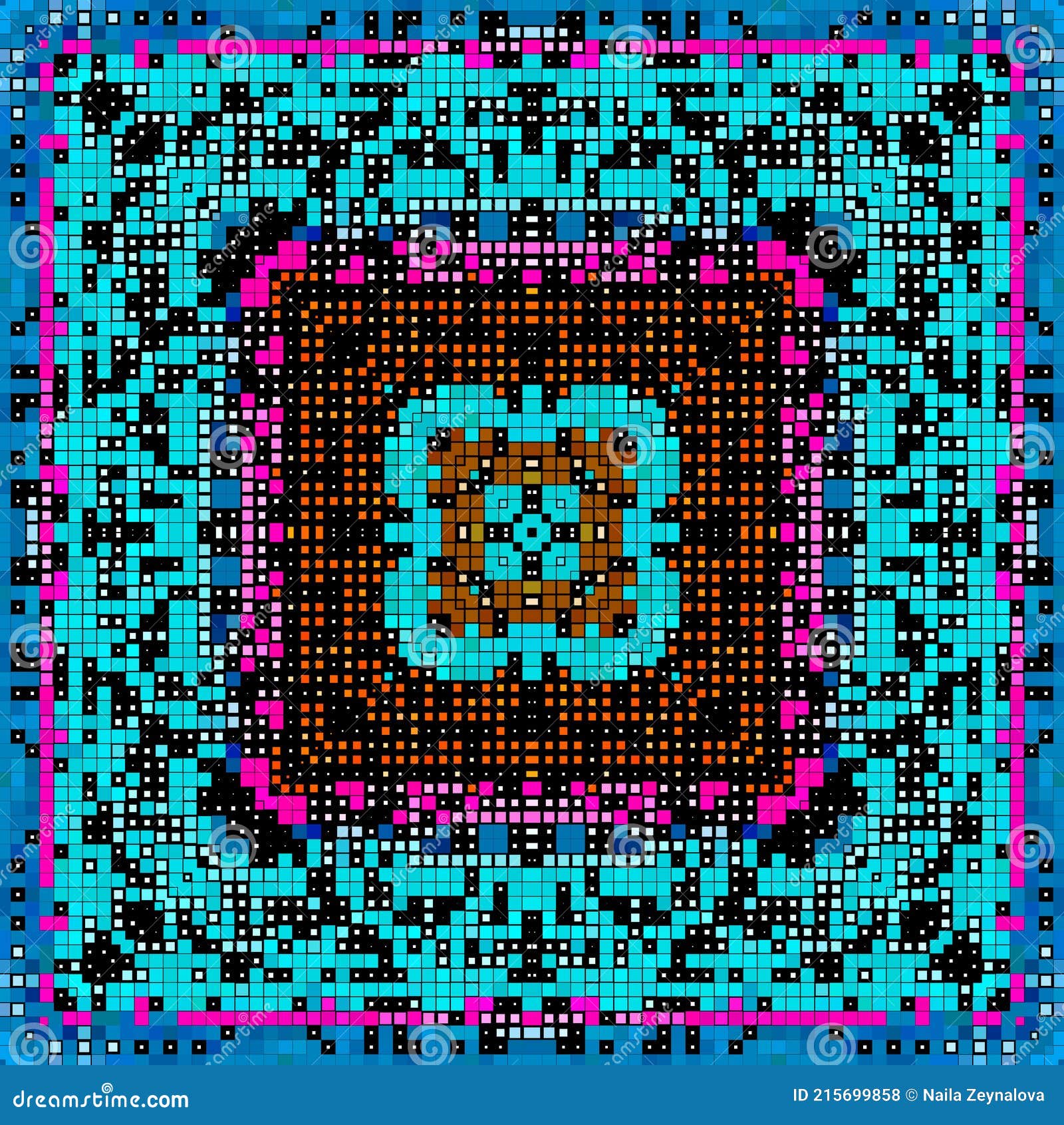 Bright Pixel Background With Simple Shapes - Cartoon Art, 3d Render ...