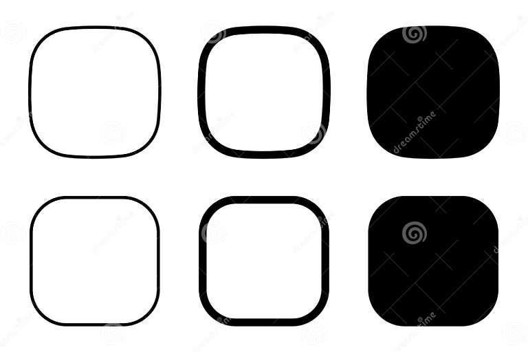 Squares Set with Rounded Borders and Corners, Simple Geometric Shapes ...