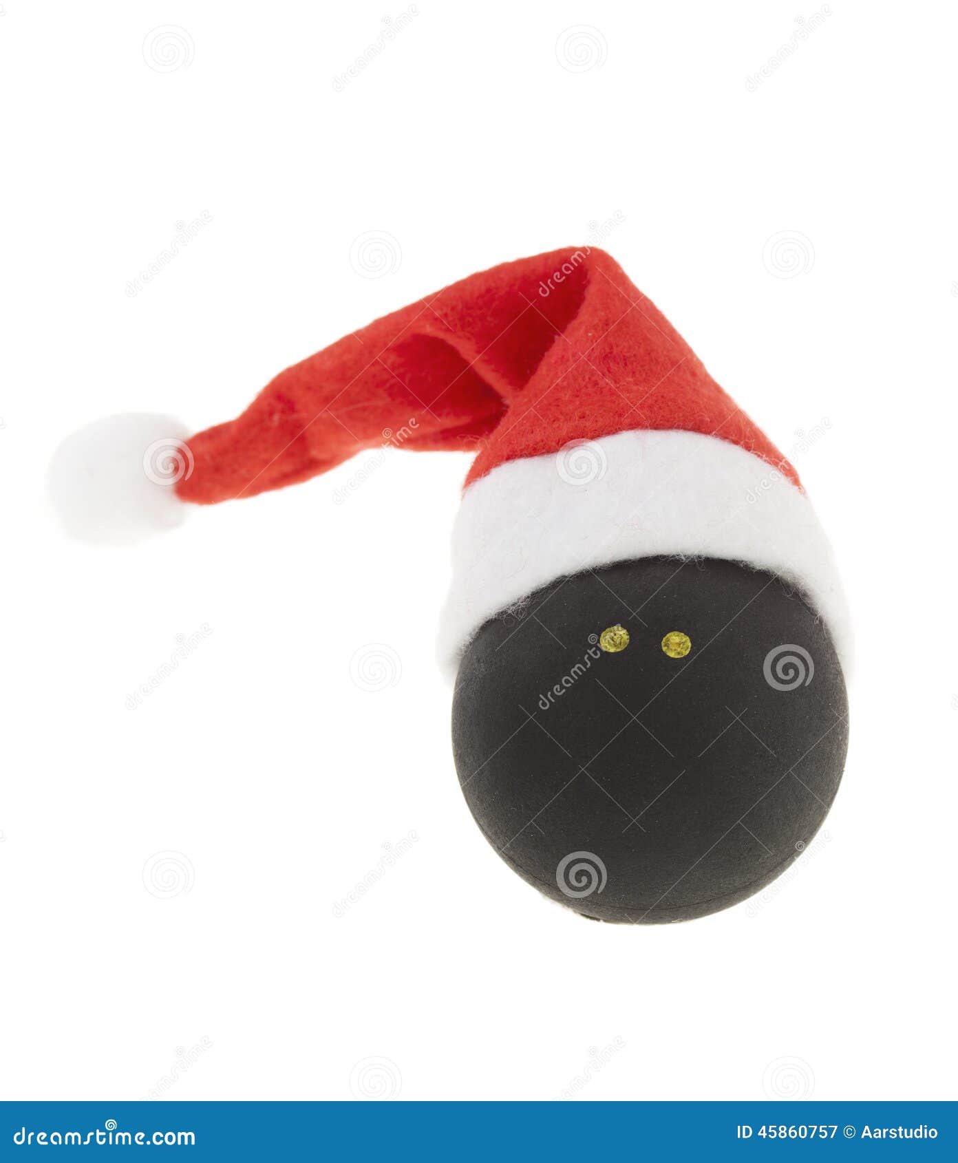 Squash ball with santa hat stock image. Image of weekend - 45860757