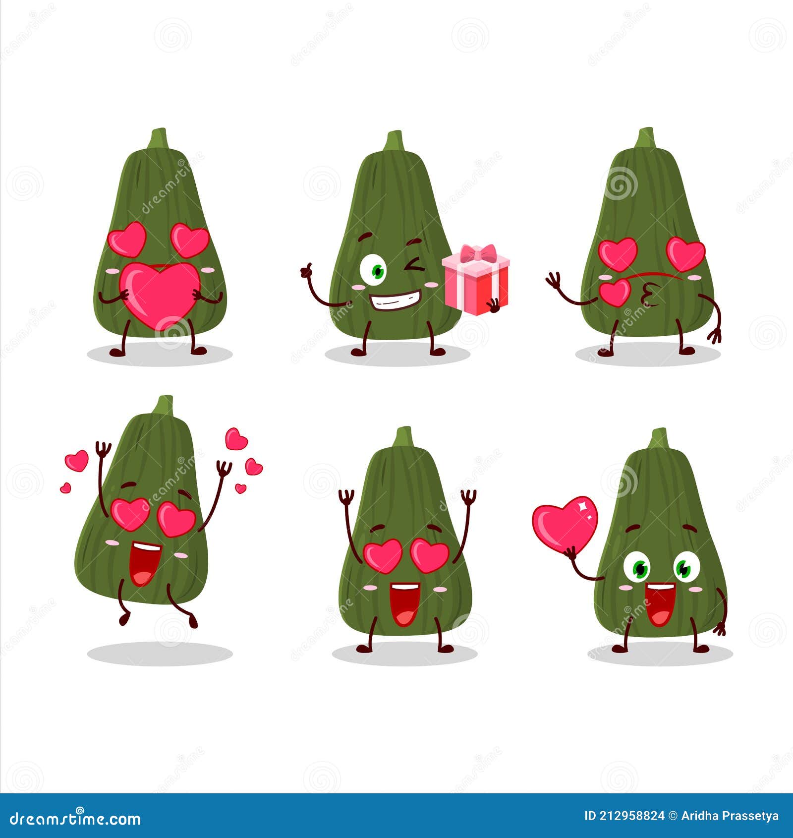 Squash Cartoon Character with Love Cute Emoticon Stock Vector ...