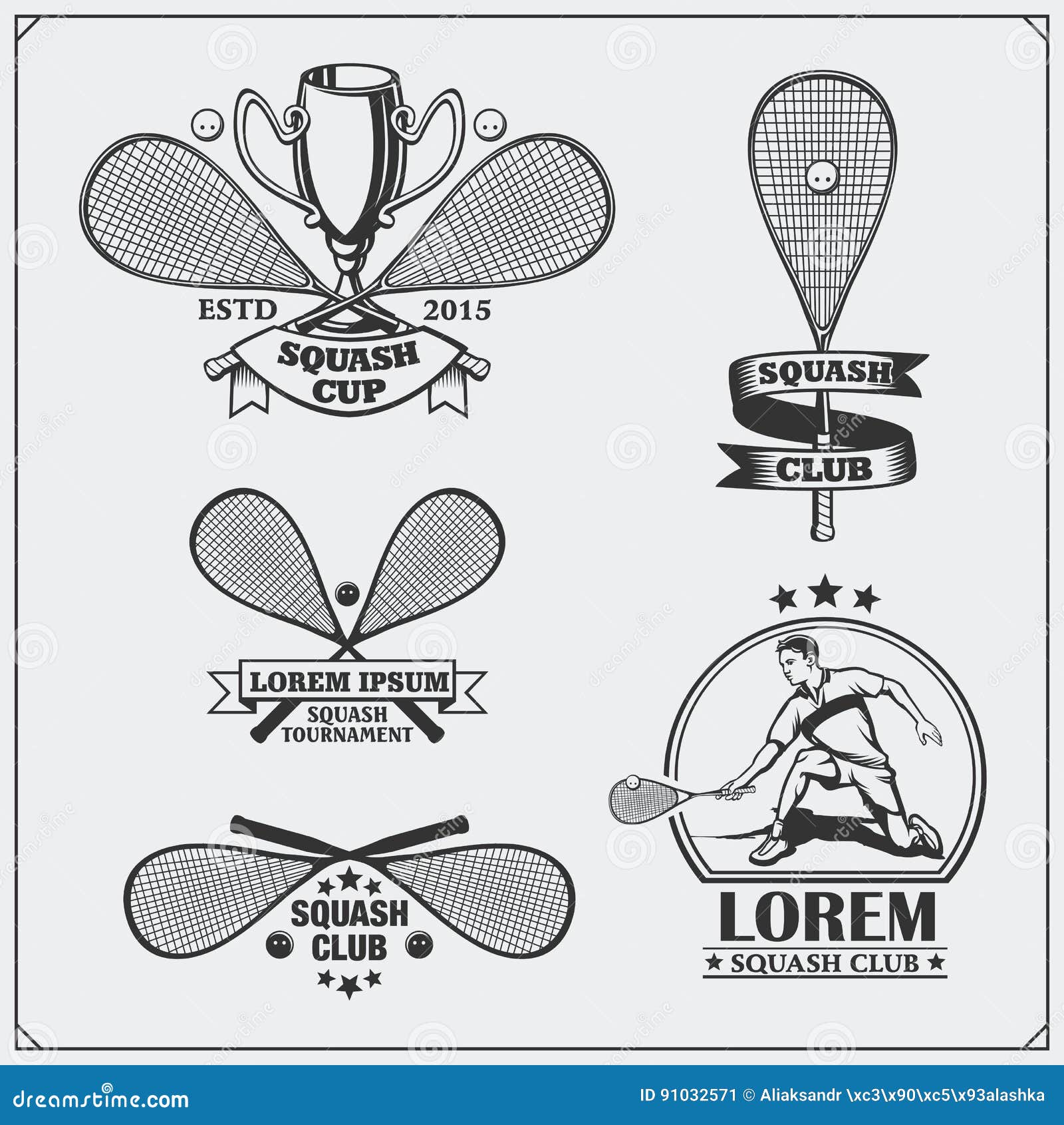 Squash Labels, Emblems, Badges, Design Elements And Silhouette Of ...