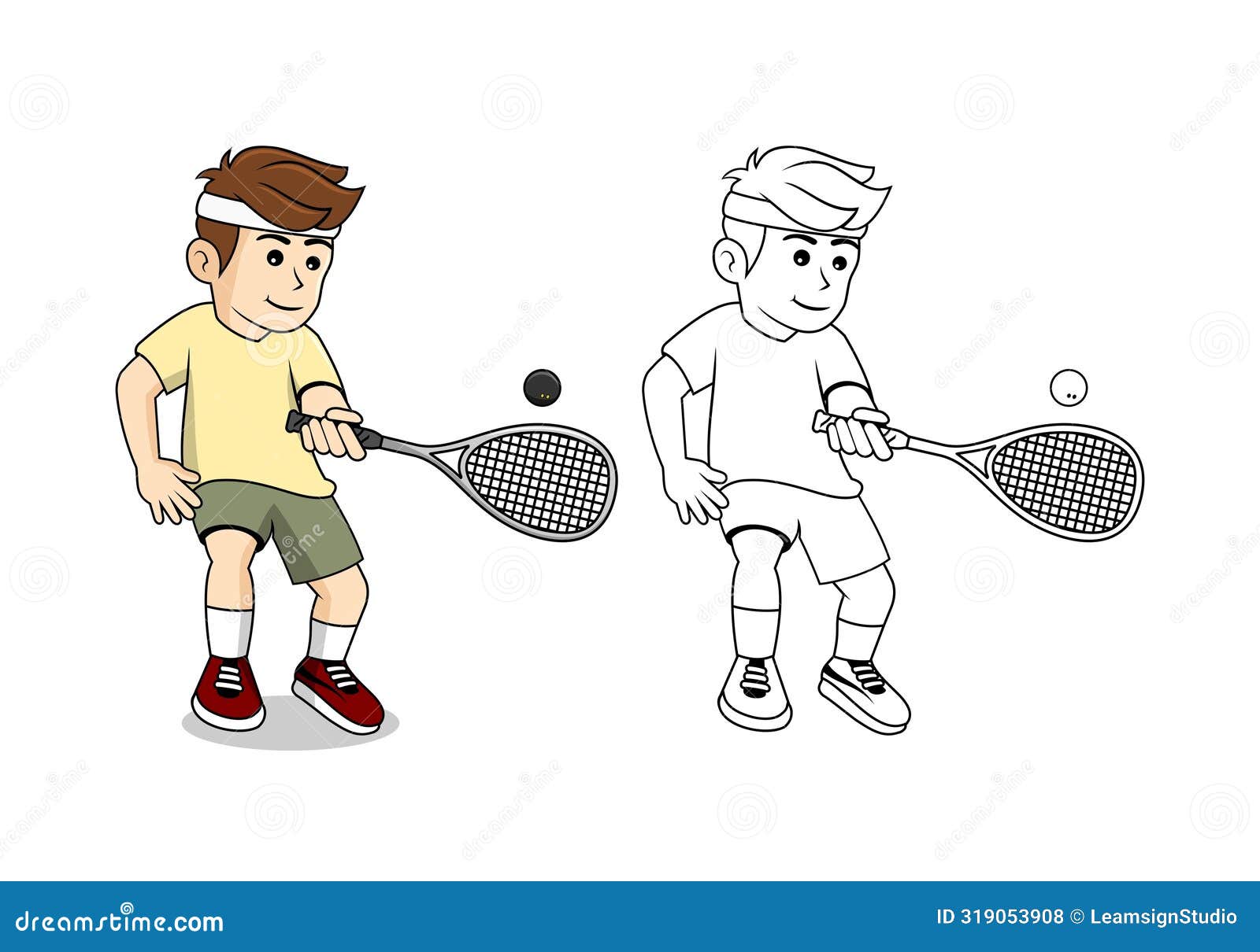 Squash Player Cartoon Design Illustration Stock Vector - Illustration ...