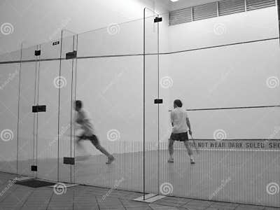 Squash players in court stock photo. Image of monochrome - 938124