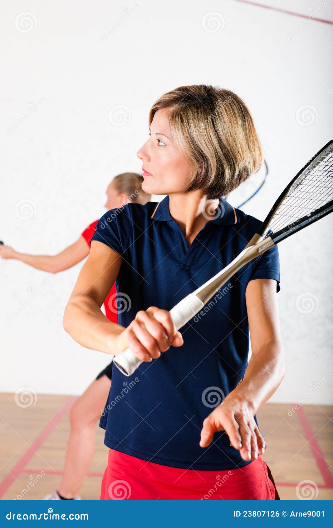 Squash Racket Sport in Gym, Women Competition Stock Photo - Image of ...