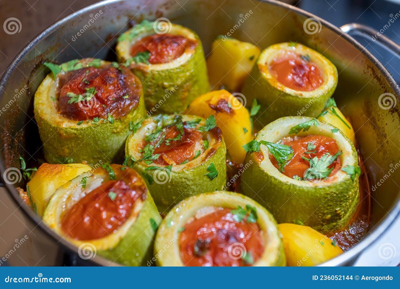 Squash Stuffed with Minced Meat and Potatoes Stock Photo - Image of ...