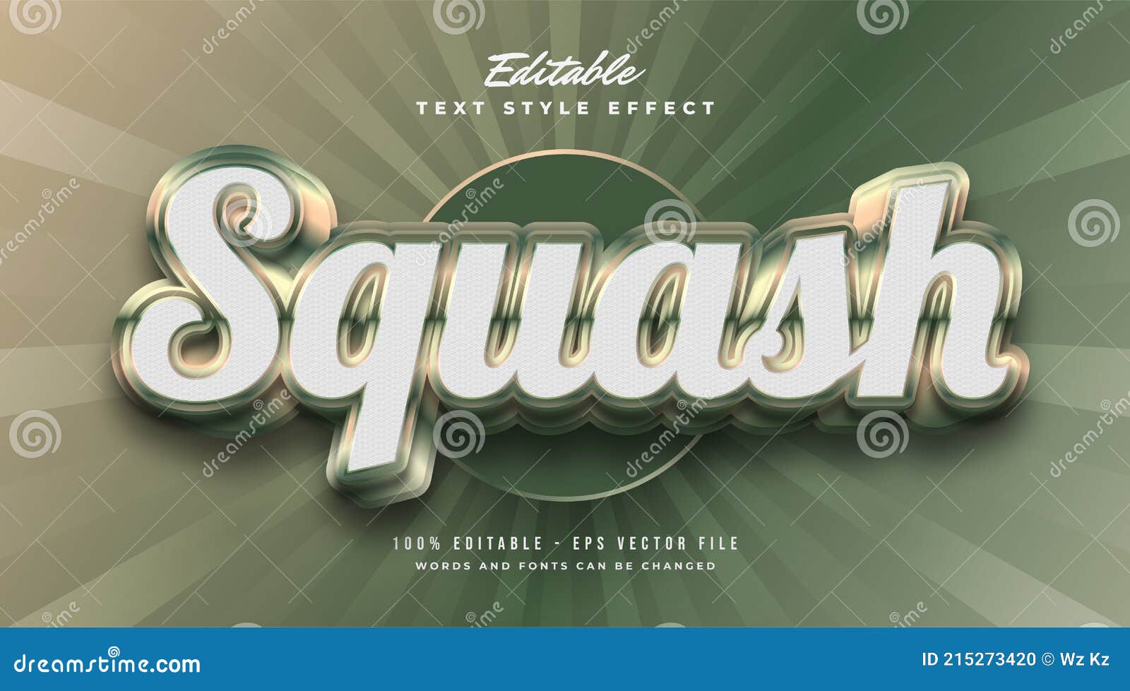 Squash Text Style with Embossed and Glossy Effect Stock Vector ...