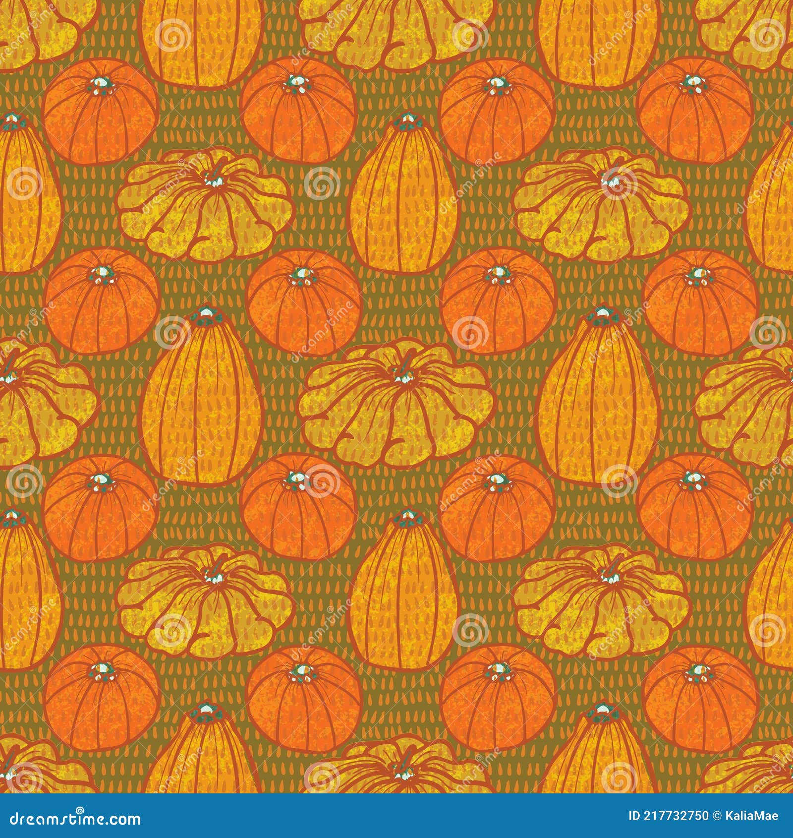 Squash Vegetable Background Seamless Vector Pattern in a Retro Style ...