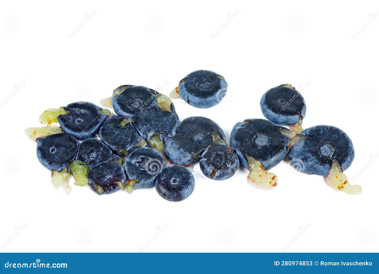 Squashed Blueberry Isolated on a White Stock Image - Image of black ...
