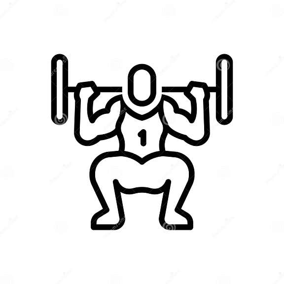 Black Line Icon for Squat, Powerlifting and Exercise Stock Vector ...