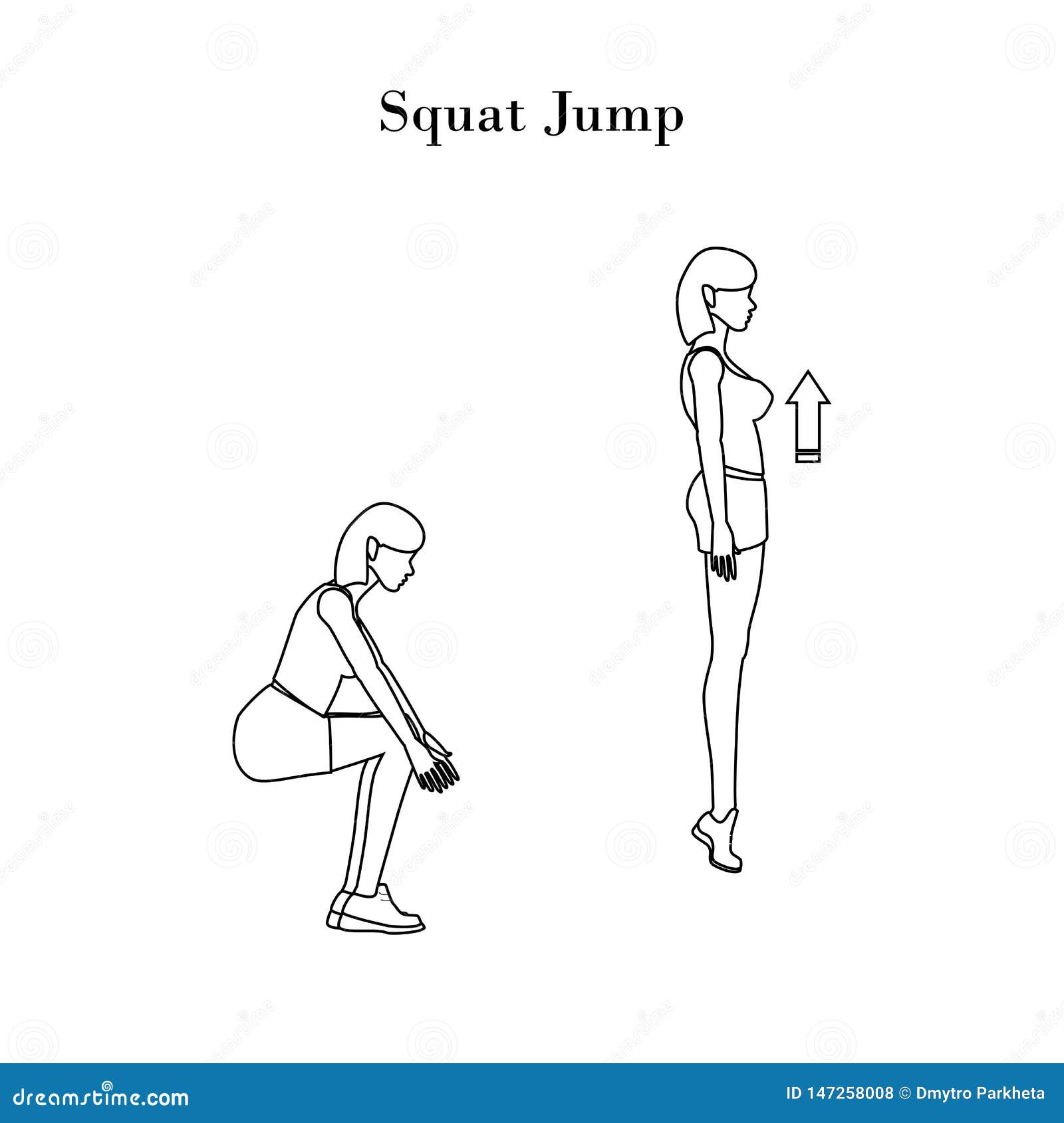 Squat jump outline stock vector. Illustration of icon - 147258008