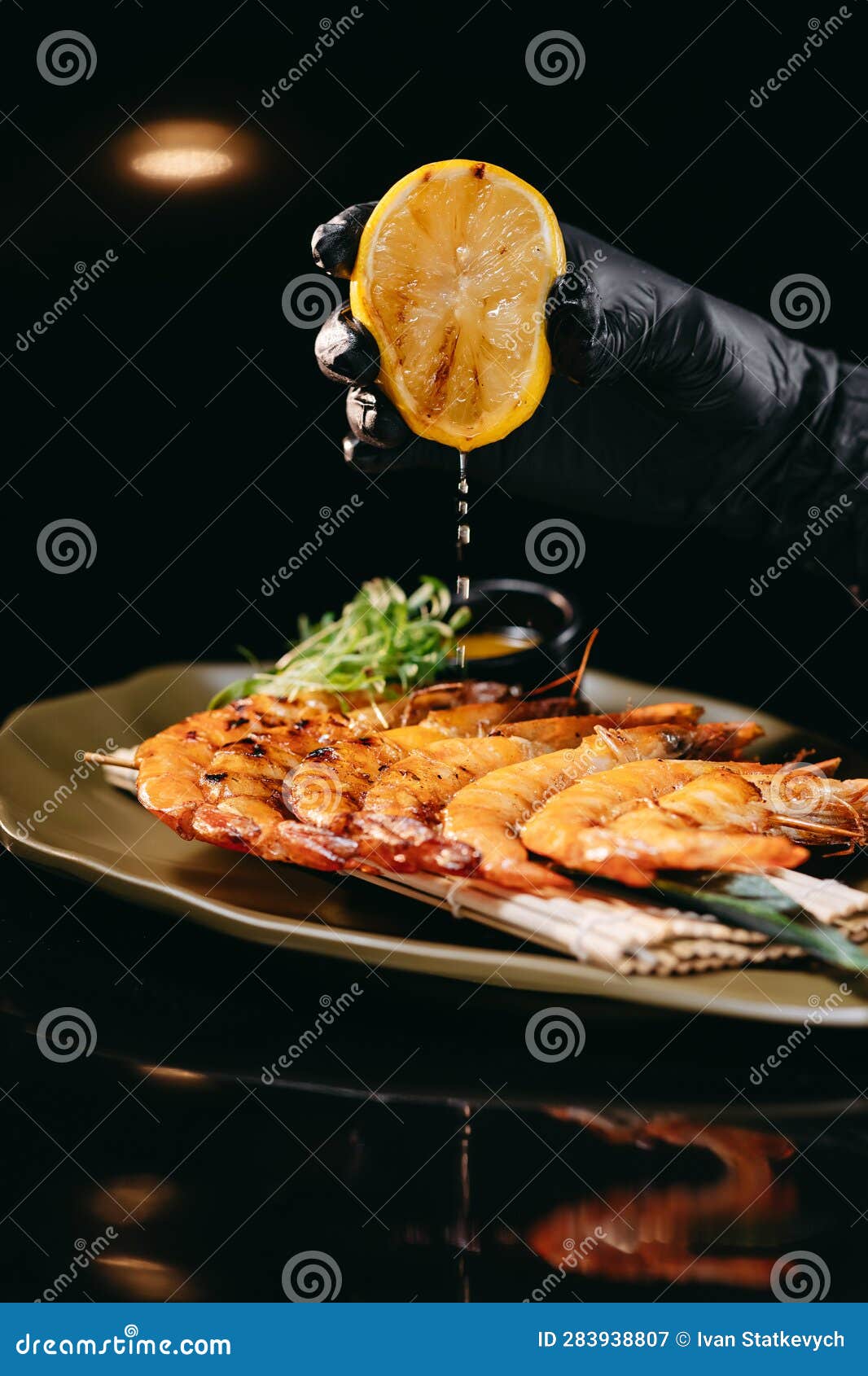 Squeeze a Lemon on a Fish Dish Stock Image - Image of cook, lemon ...