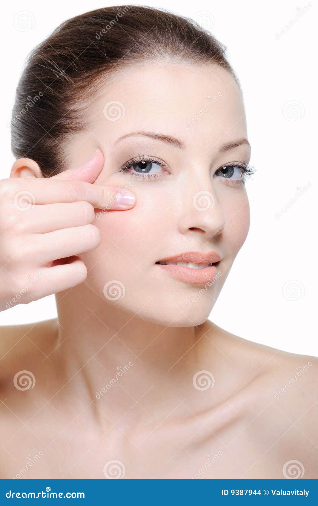 Squeeze skin near eye stock photo. Image of cute, close - 9387944