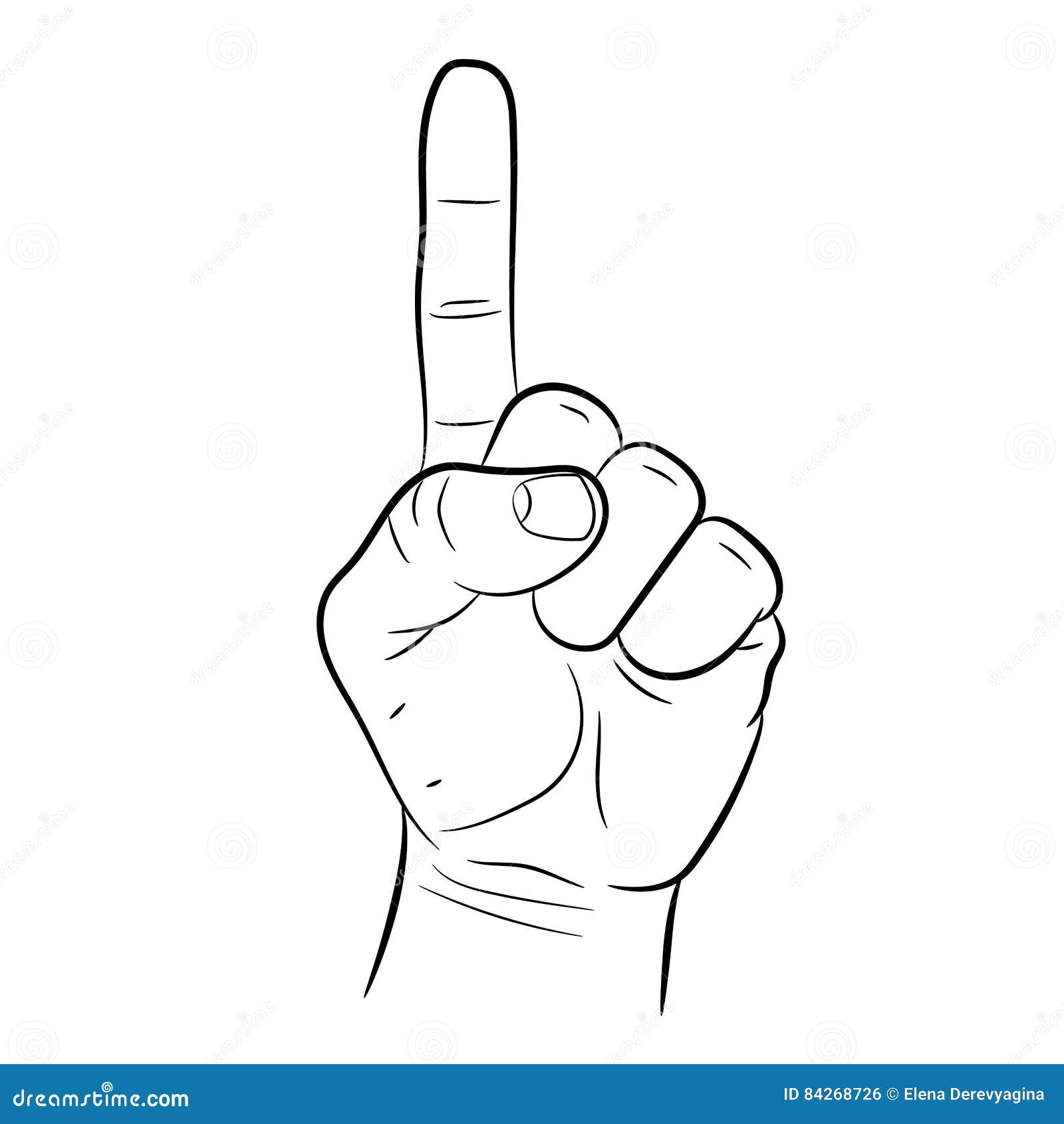 Squeezed The Hand With A Raised Index Finger On White Of Illustrations ...