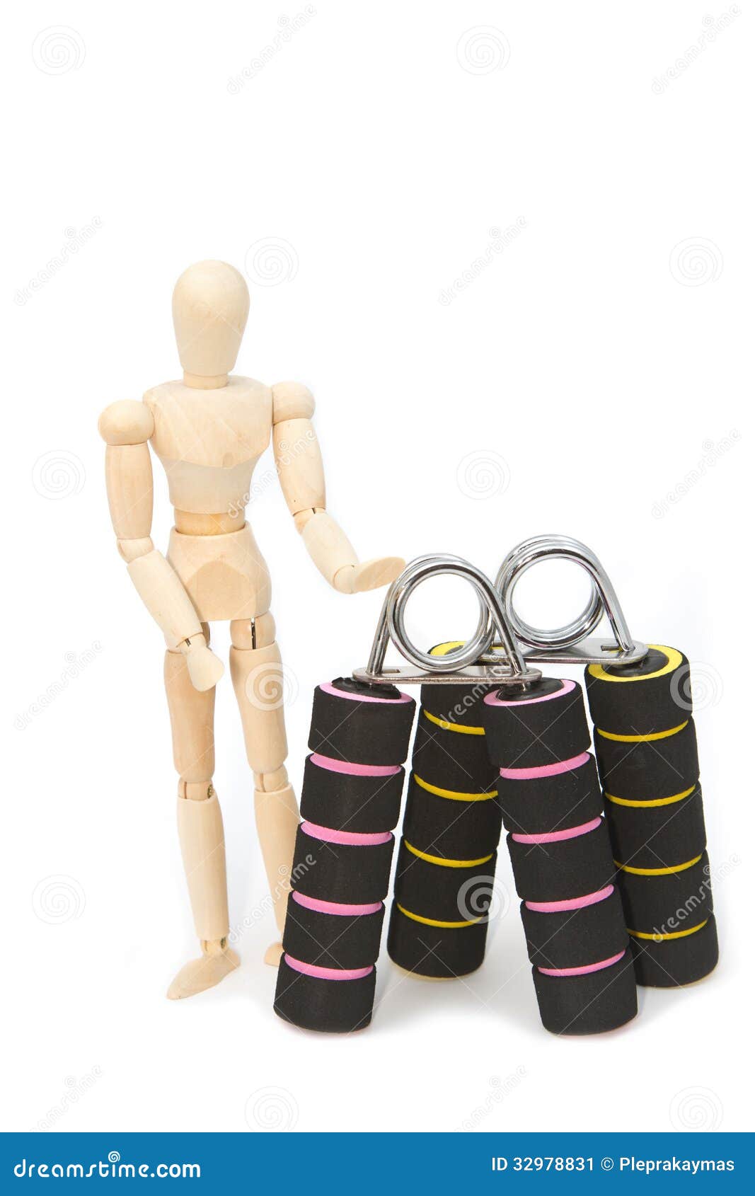 Squeezing Hand Coil Exercise Equipment with Wooden Model Stock Image ...