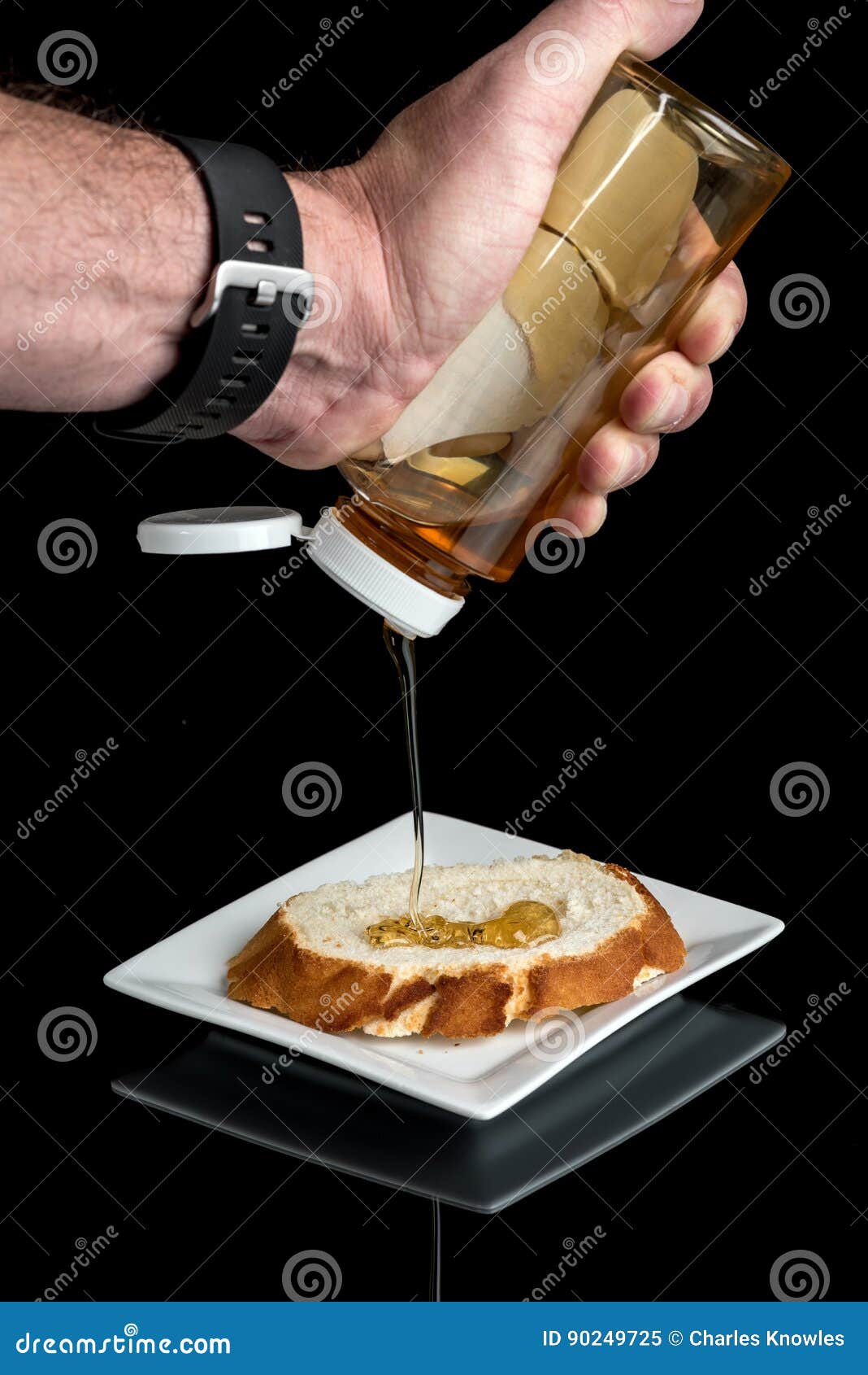 Squeezing Honey Onto a Slice of Bread Stock Image - Image of sliced ...